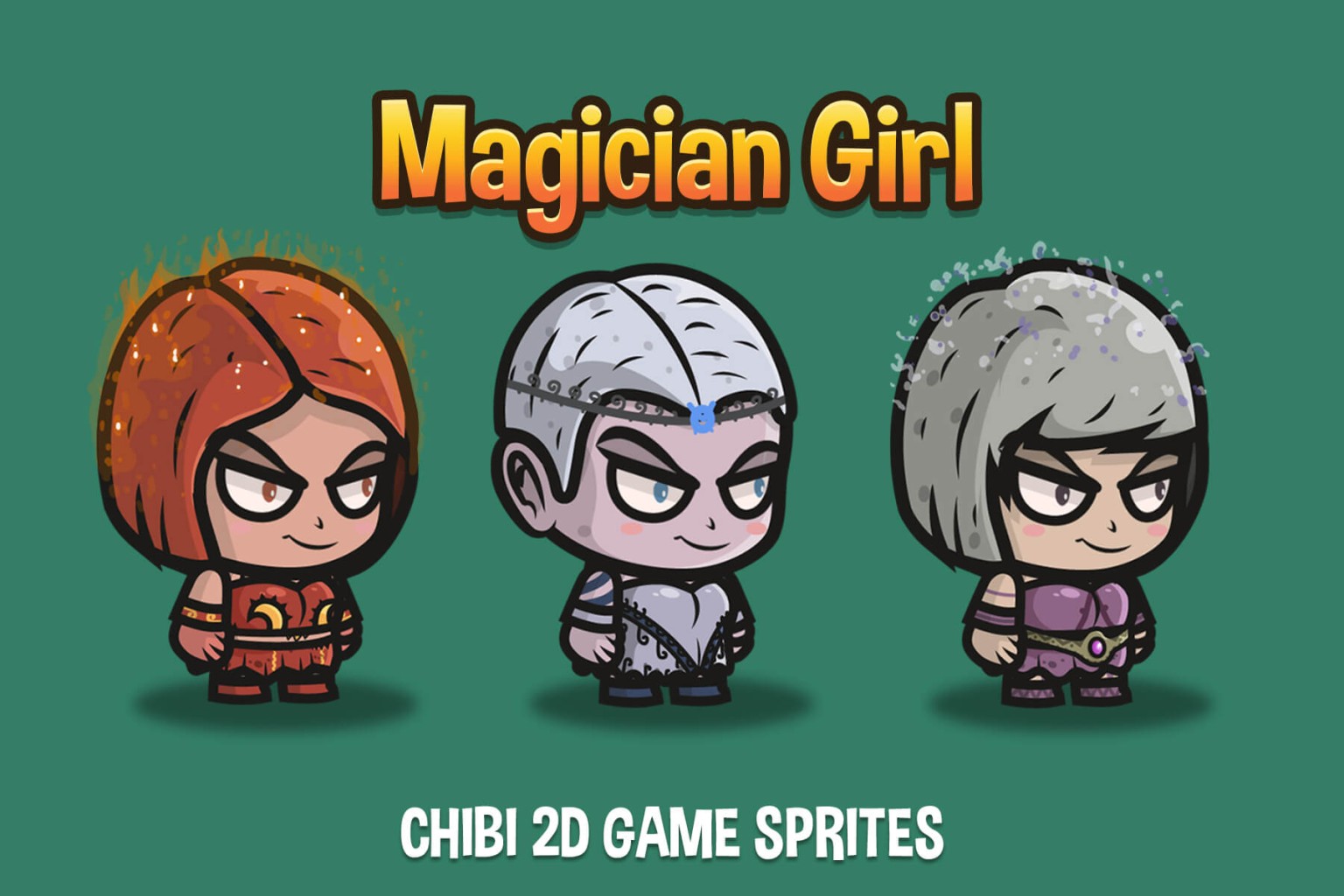 Magician Girl Chibi Character Sprites - CraftPix.net