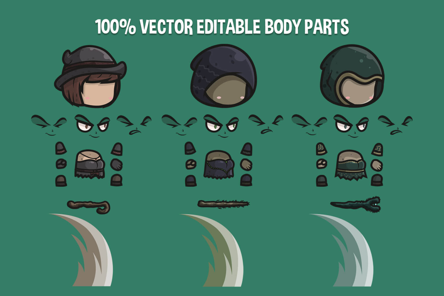 Witch Chibi Character Sprites Download - CraftPix.net