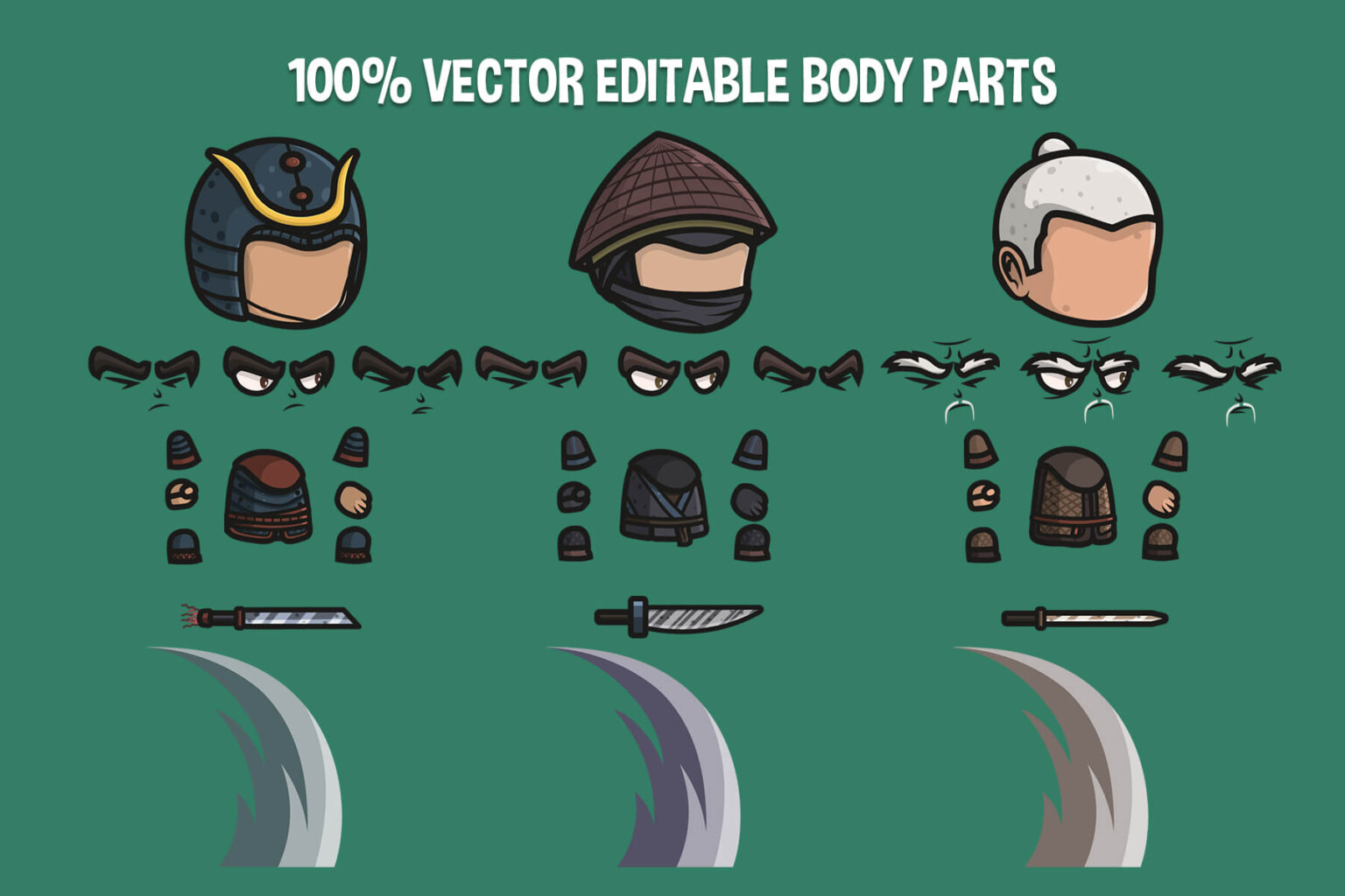 Samurai Chibi Character Sprites Download - CraftPix.net