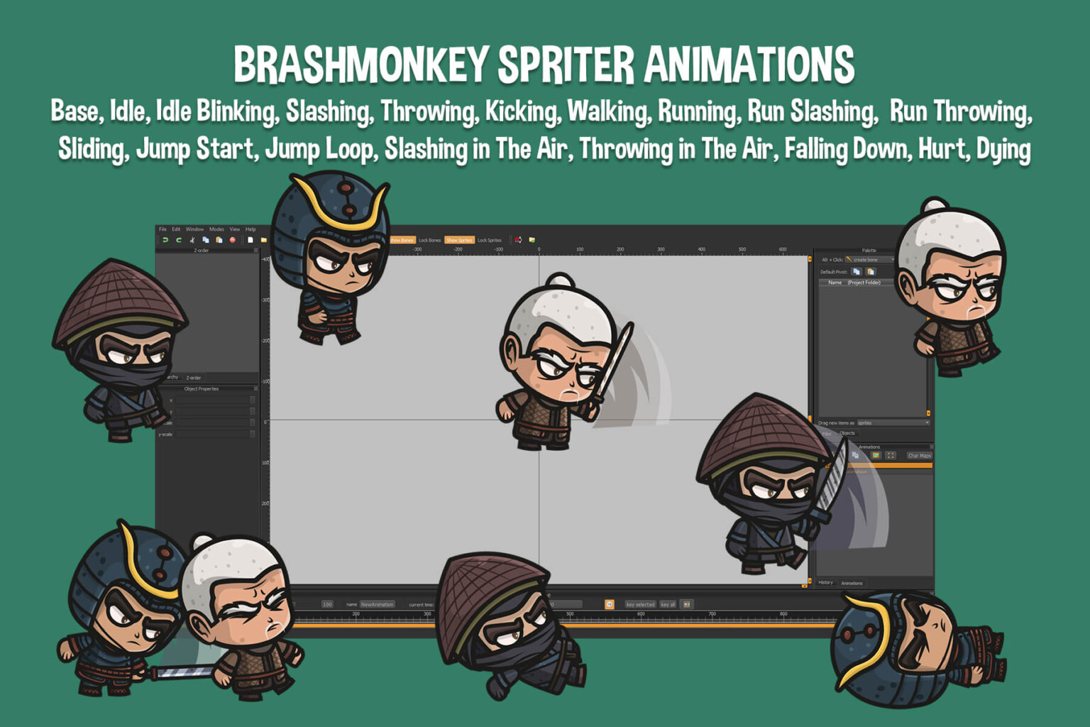 Samurai Chibi Character Sprites Download - CraftPix.net