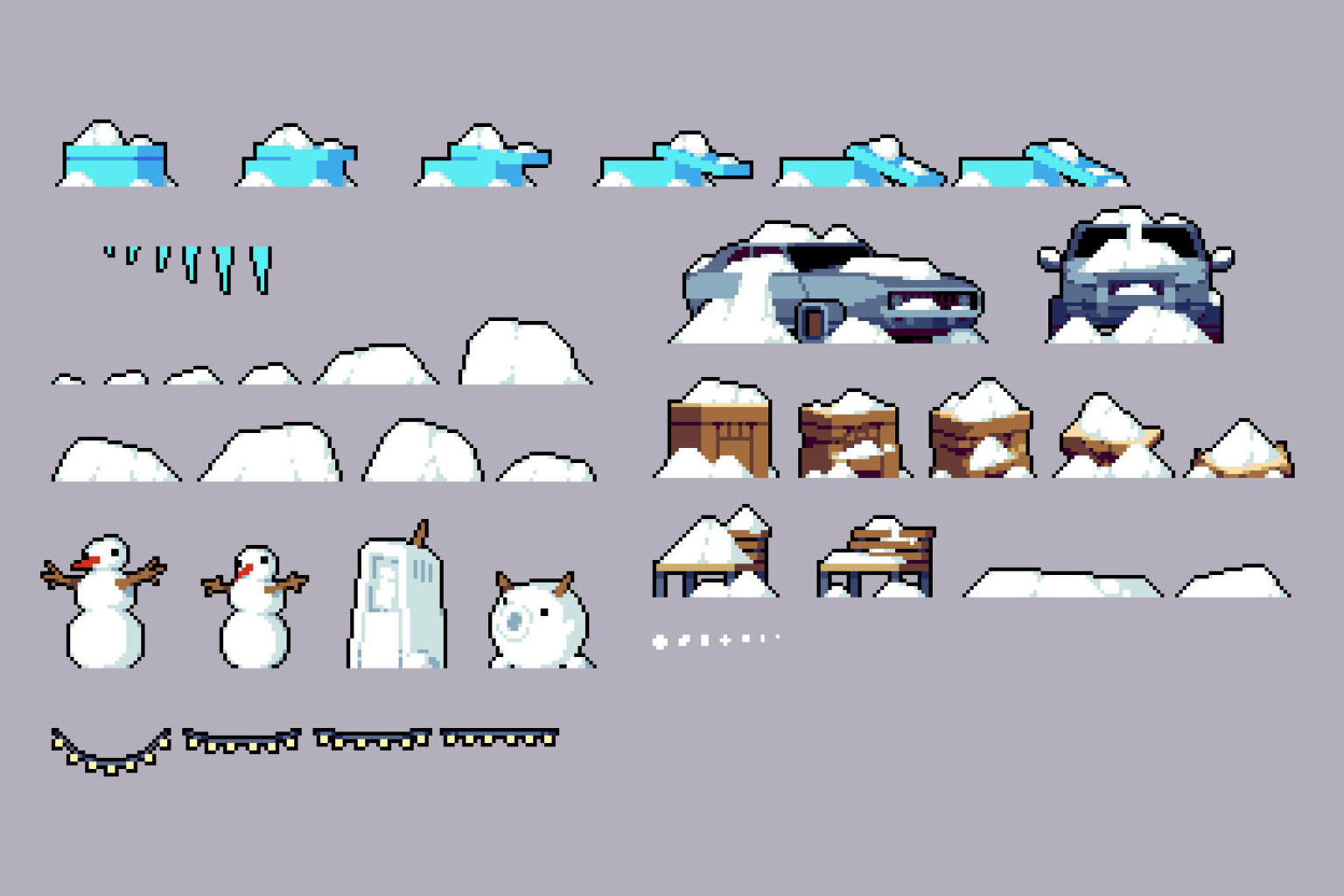 Snow City Tileset Pixel Art Download - CraftPix.net