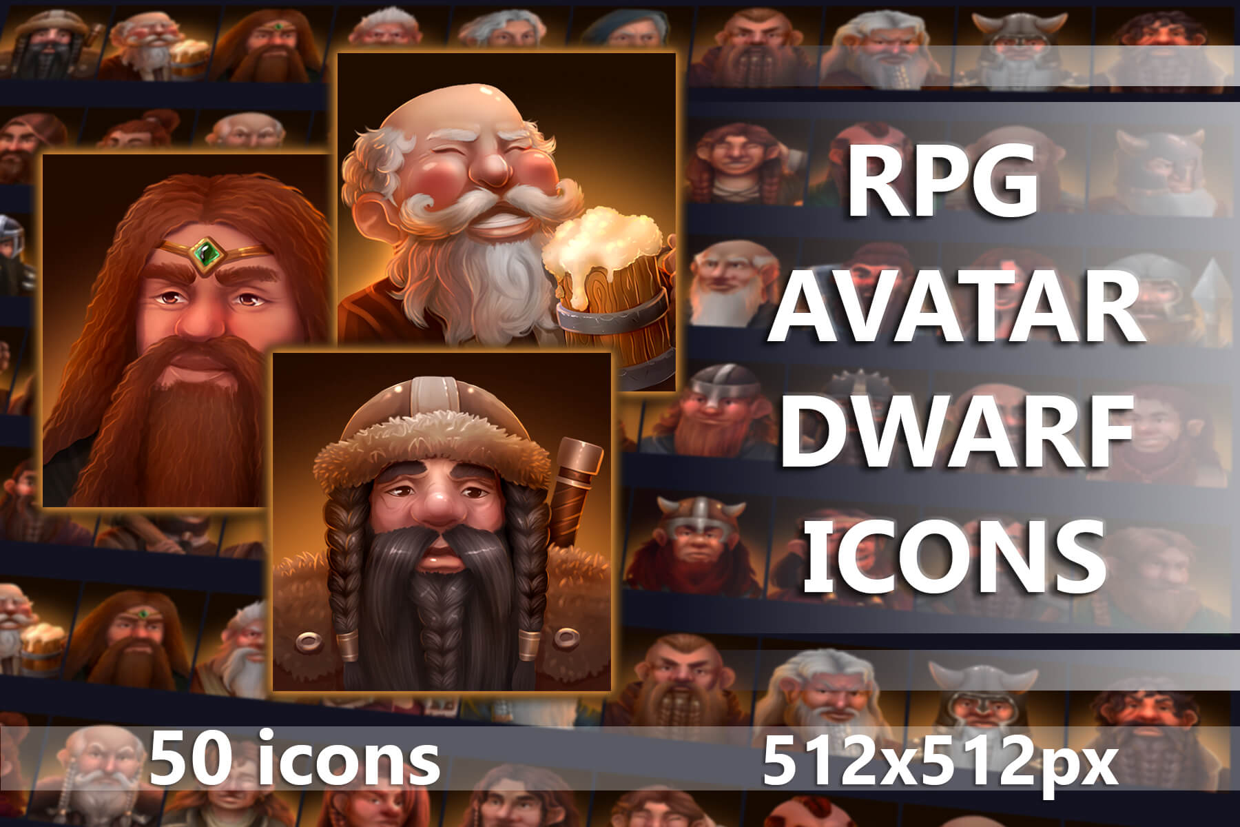 RPG Avatar Dwarf Icons Download Pack - CraftPix.net