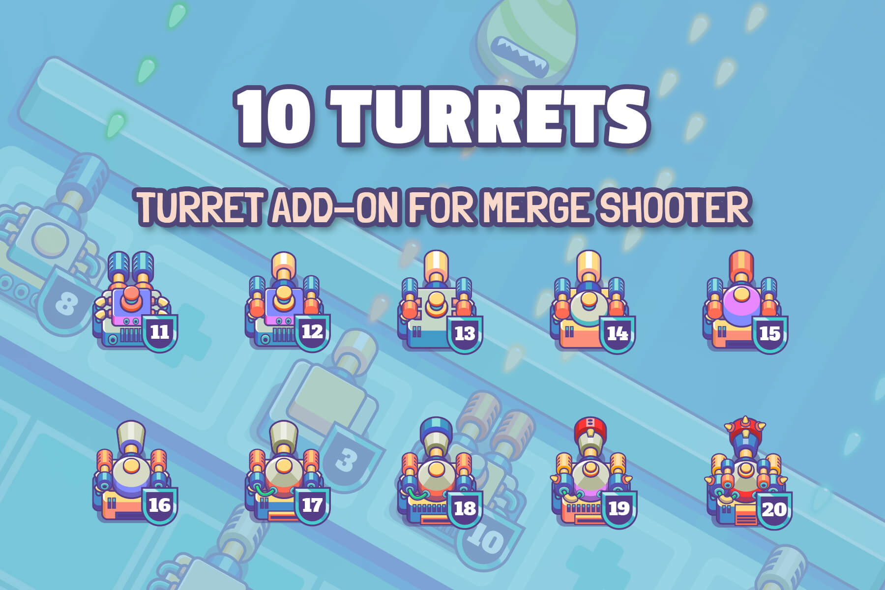 Turrets Asset Pack for Merge Shooter - CraftPix.net