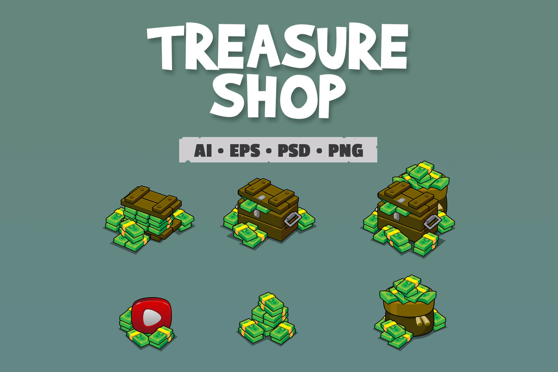 Cartoon Asset Pack Money Shop - CraftPix.net