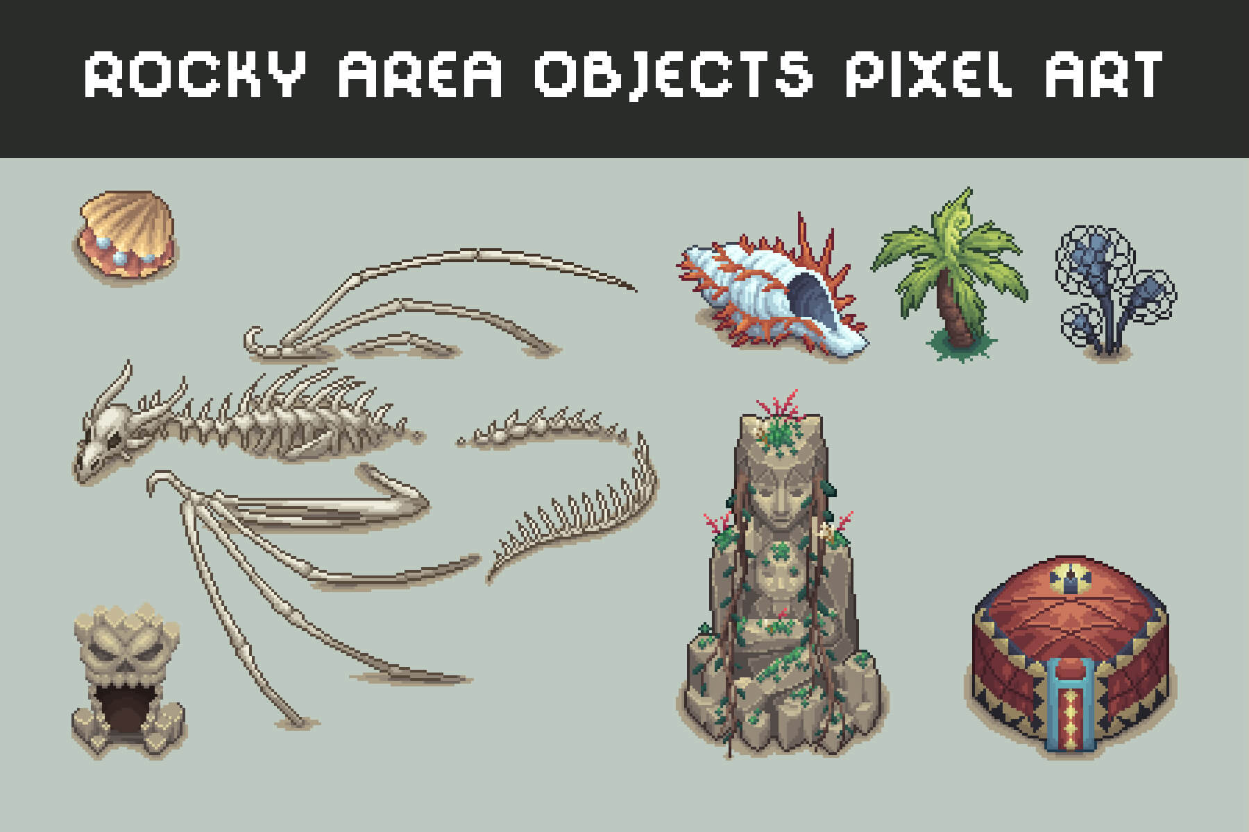Free Rocky Area Objects Pixel Art Download - CraftPix.net