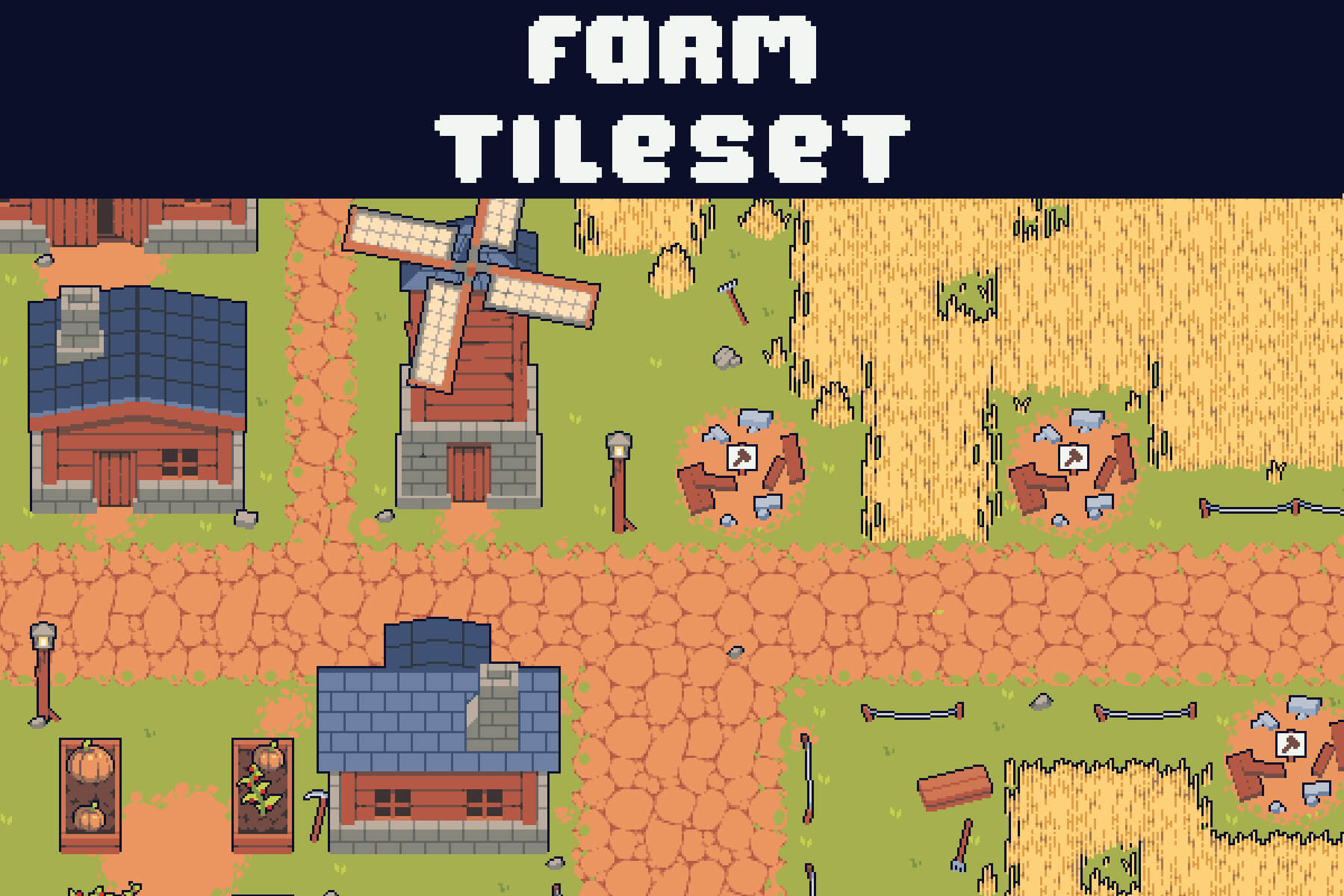 Farm Tileset Pixel Art Asset Pack for Tower Defense - CraftPix.net