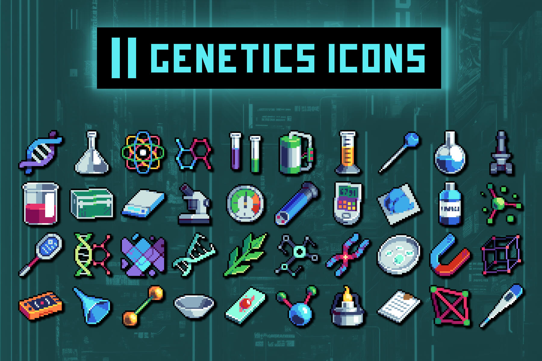 Genetics Pixel Art Icon 32x32 Pack Download - CraftPix.net