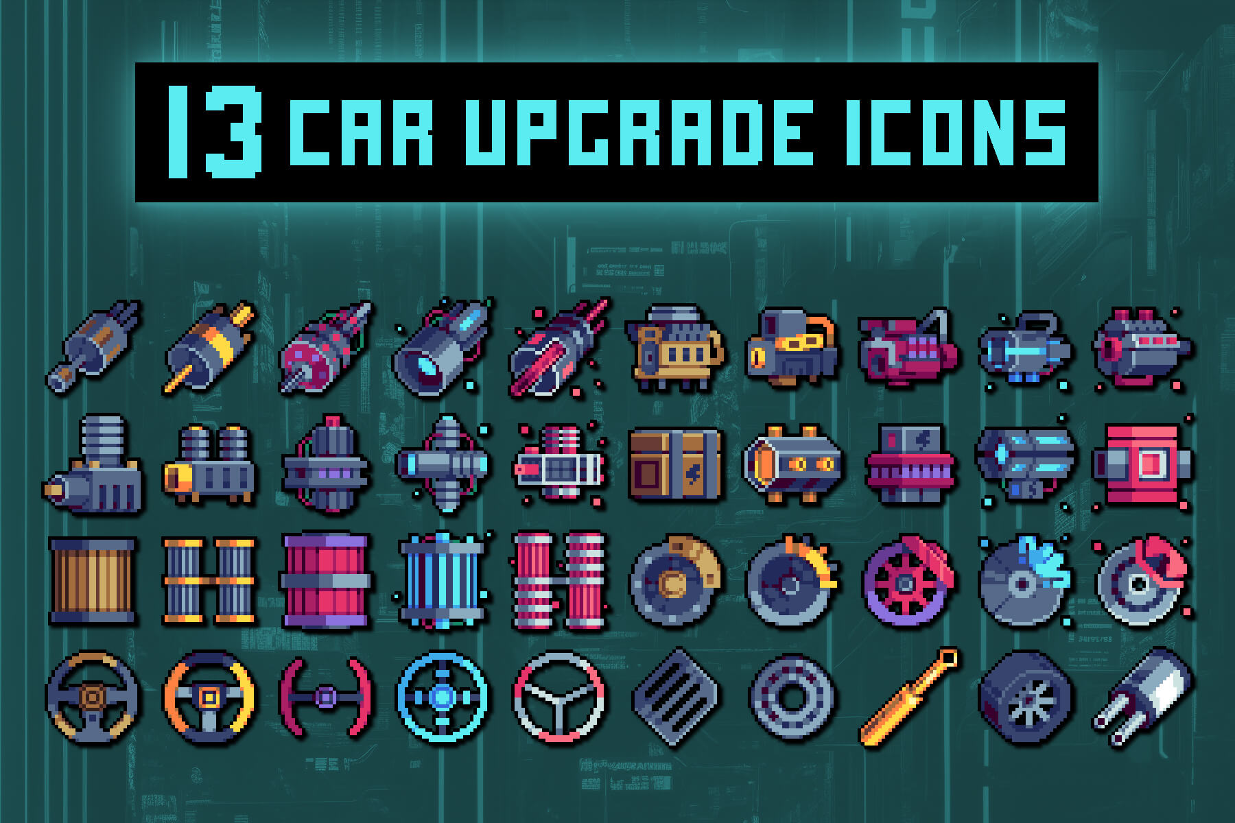 Machine Parts 32x32 Pixel Art Icon Pack - CraftPix.net