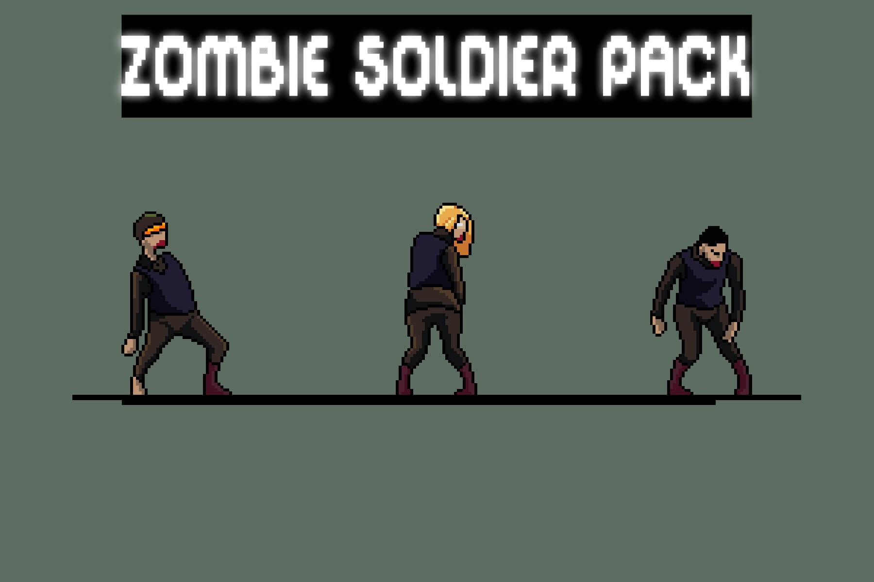 Soldier Zombie Character Sprite Sheets Pixel Art - CraftPix.net