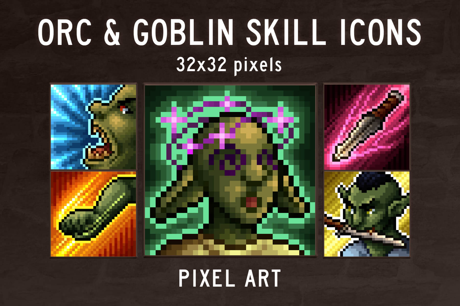 Goblin and Orc Skills 32x32 Pixel Art Icon Pack - CraftPix.net