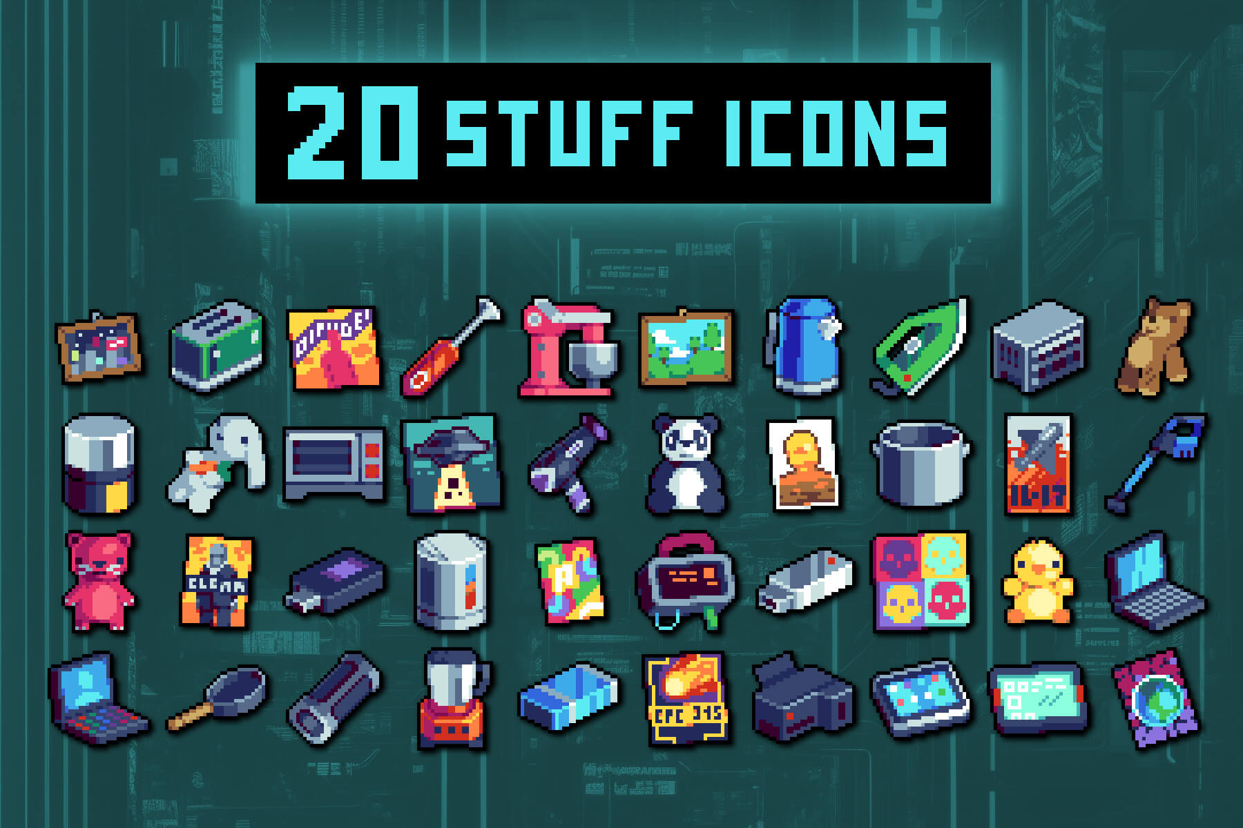 Household Stuff 32x32 Icons Pixel Art - CraftPix.net