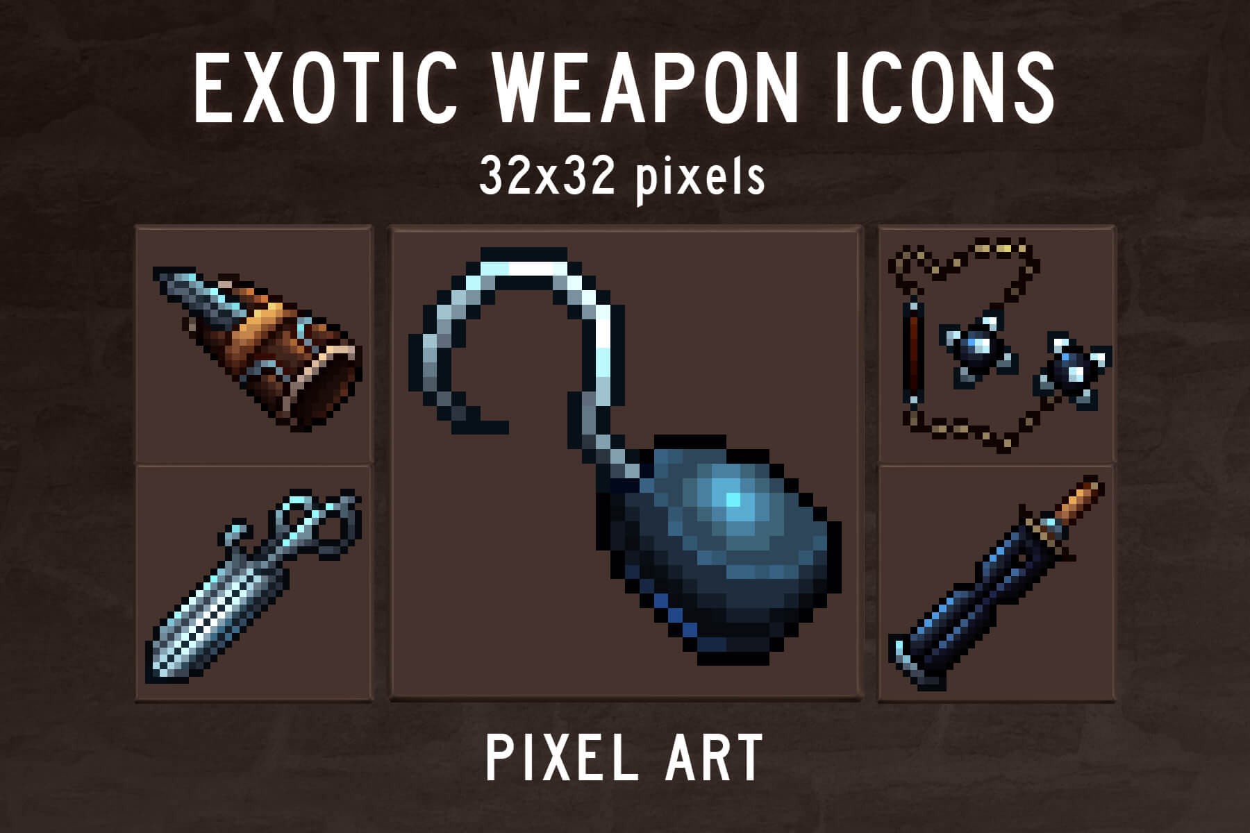 The Exotic Weapon Icons 32x32 Pixel Art - CraftPix.net