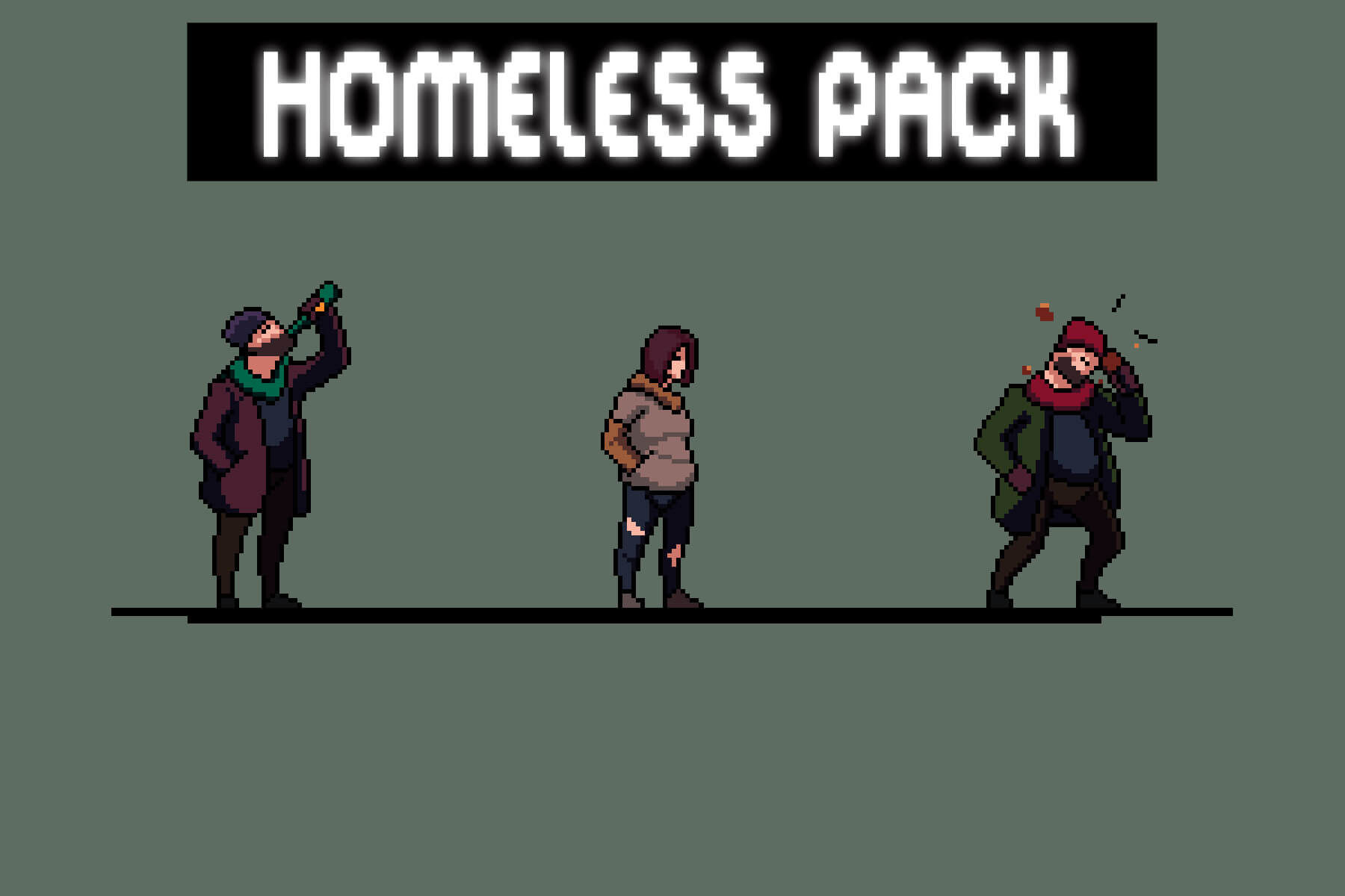 Free Homeless Character Sprite Sheets Pixel Art - CraftPix.net