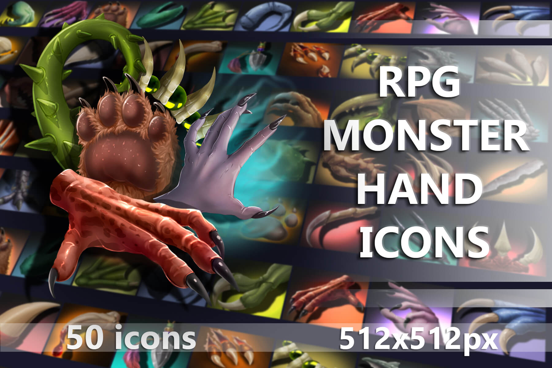 RPG Monster Hand Game Icons Download - CraftPix.net