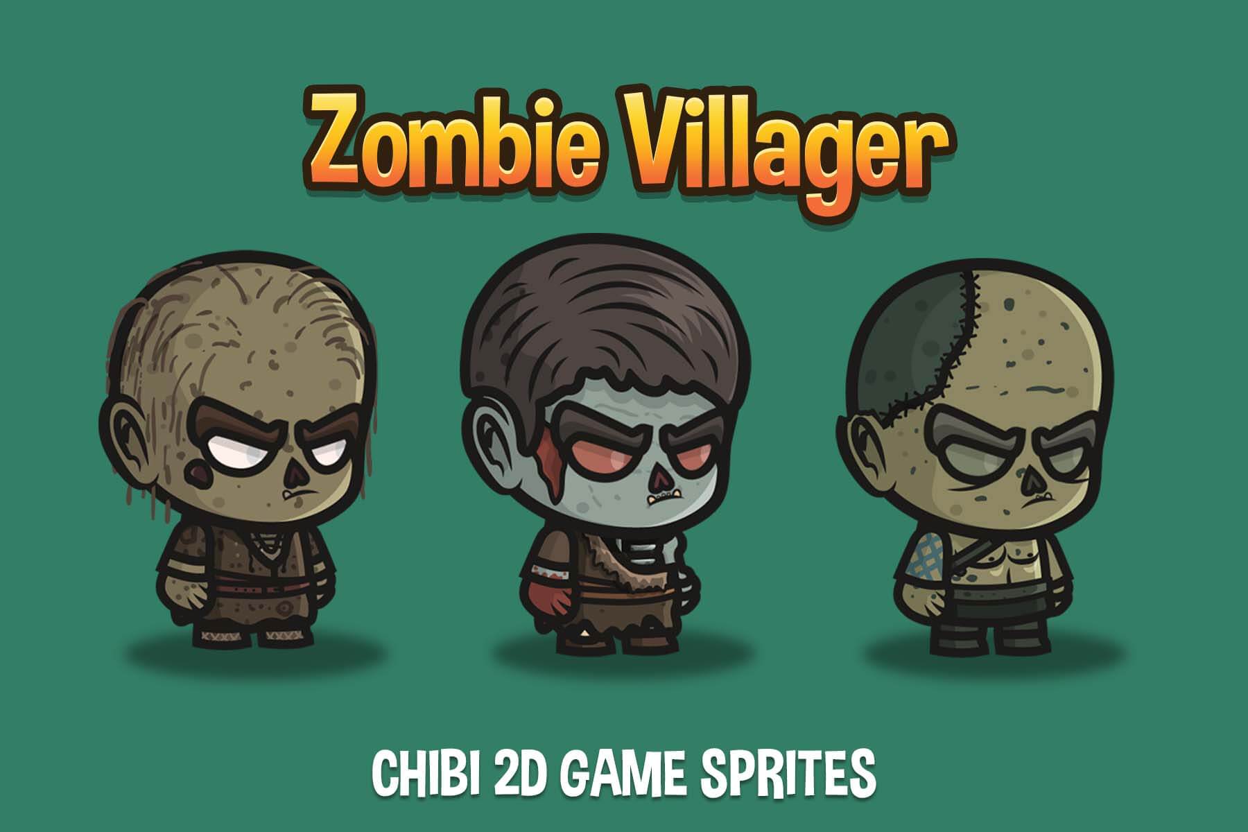 Free Zombie Villager Chibi Character Sprites - CraftPix.net