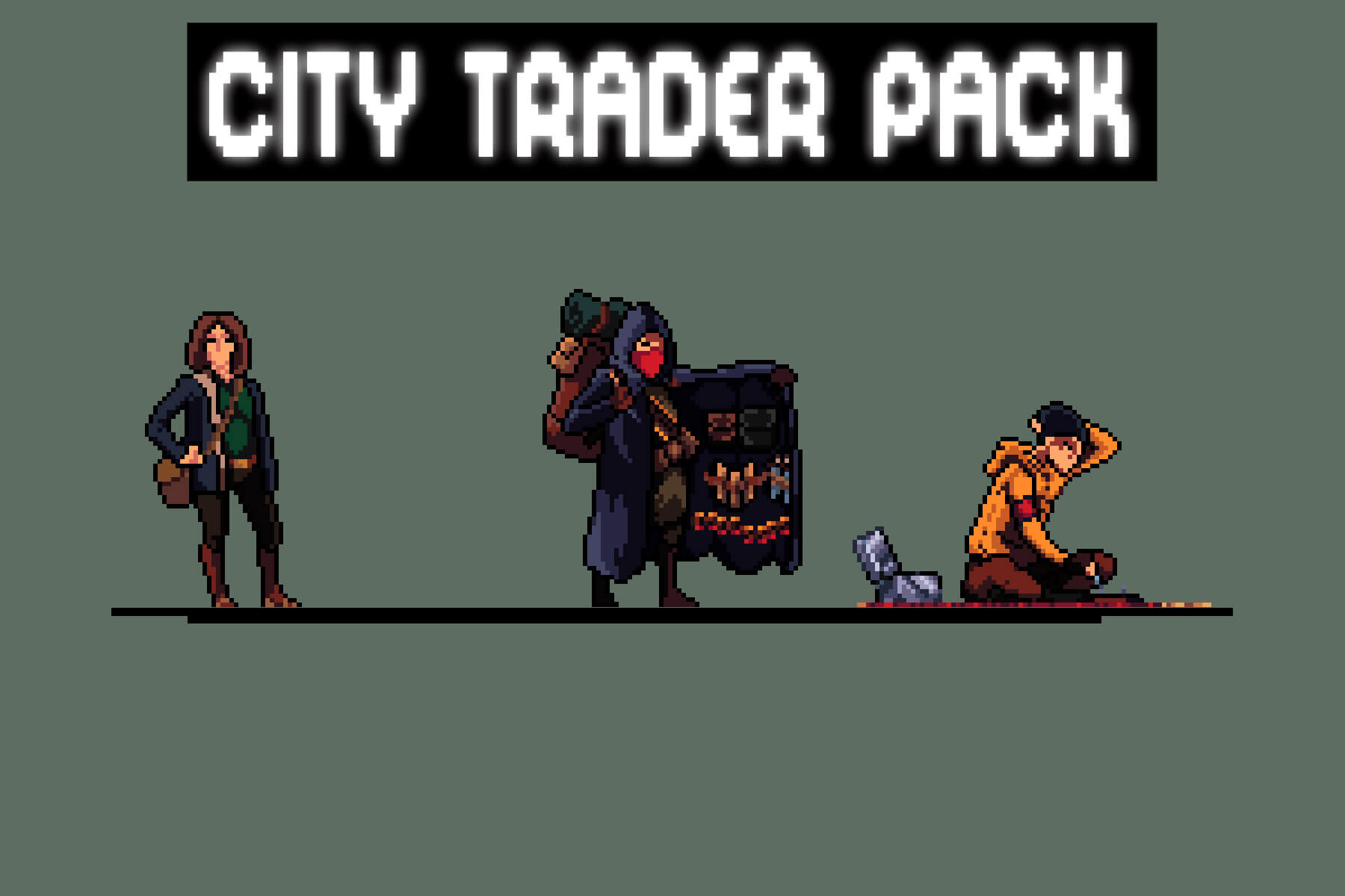 Free City Trader Character Sprite Sheets Pixel Art - CraftPix.net
