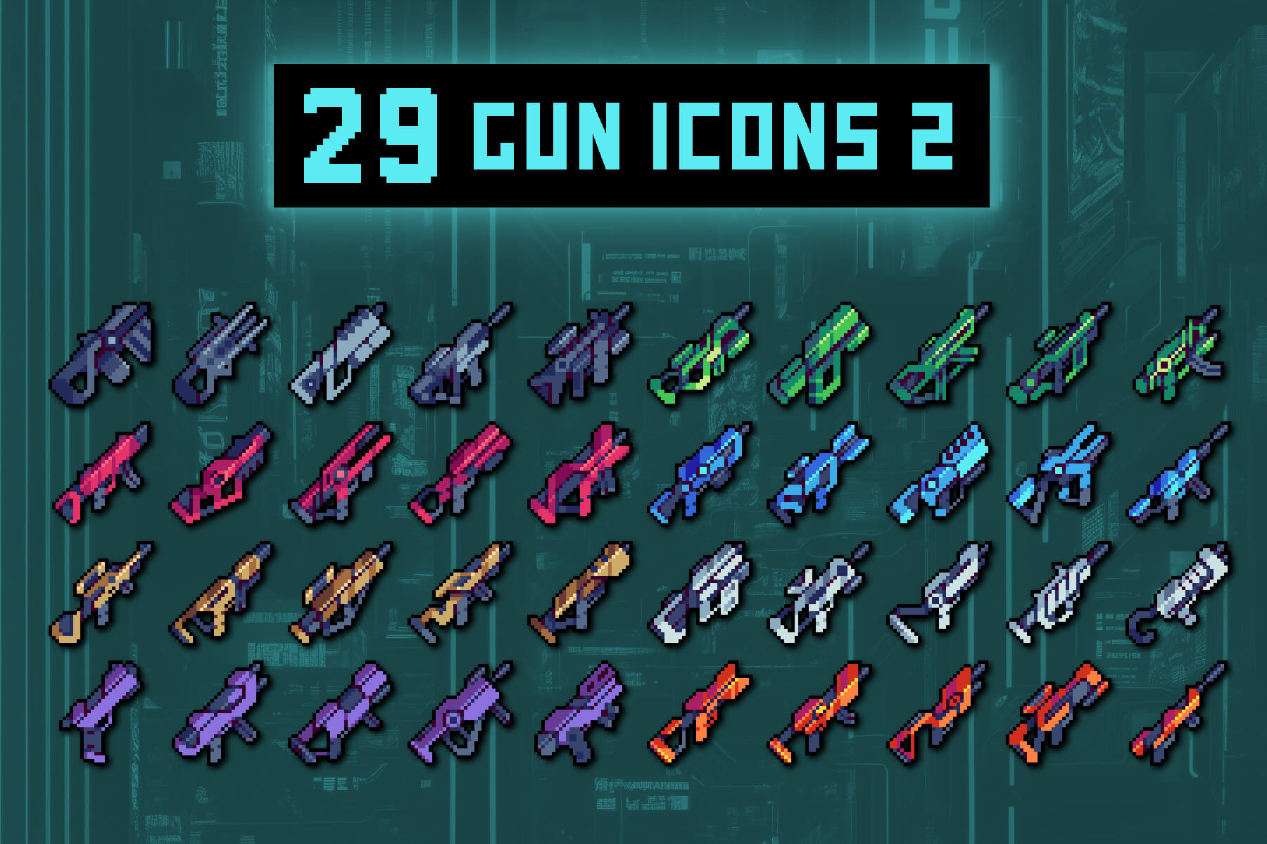 Free Guns Icon 32x32 Pixel Pack Download - CraftPix.net
