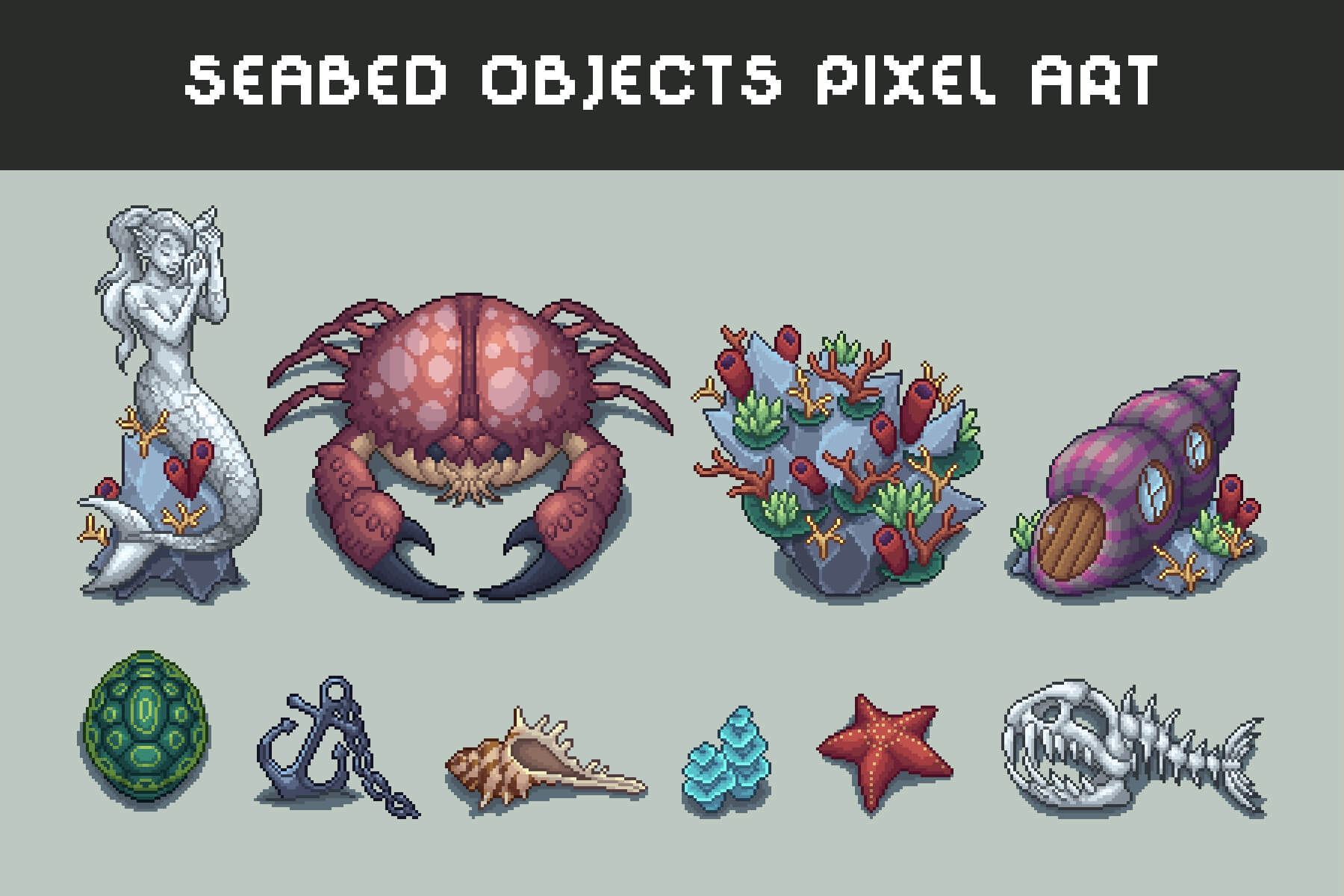 Free Top-Down Seabed Objects Pixel Art - CraftPix.net