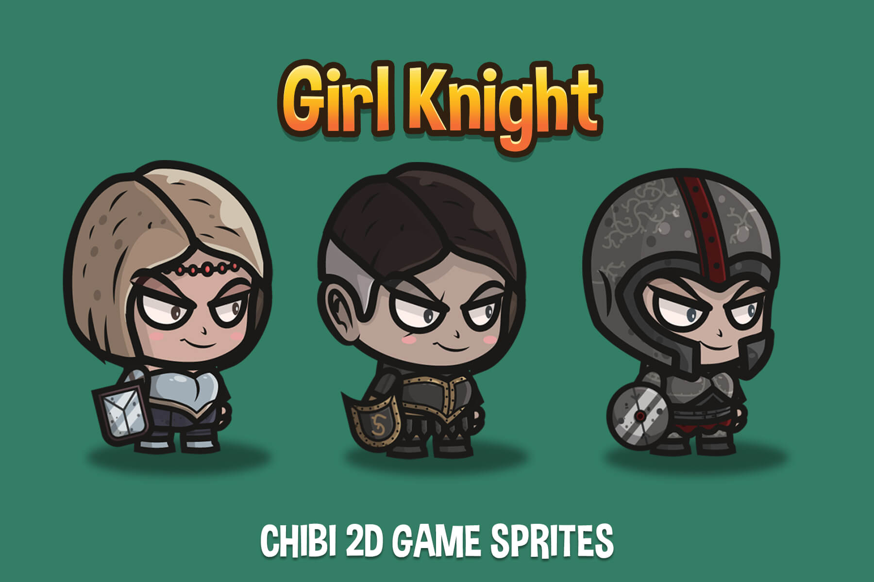 Girl Knight Chibi Character Sprites Download - CraftPix.net