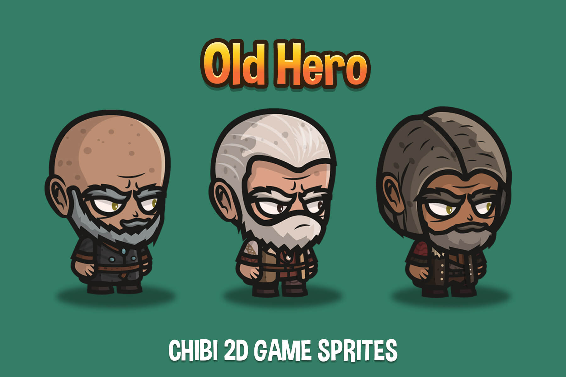Old Hero Chibi Style Character Sprites - CraftPix.net