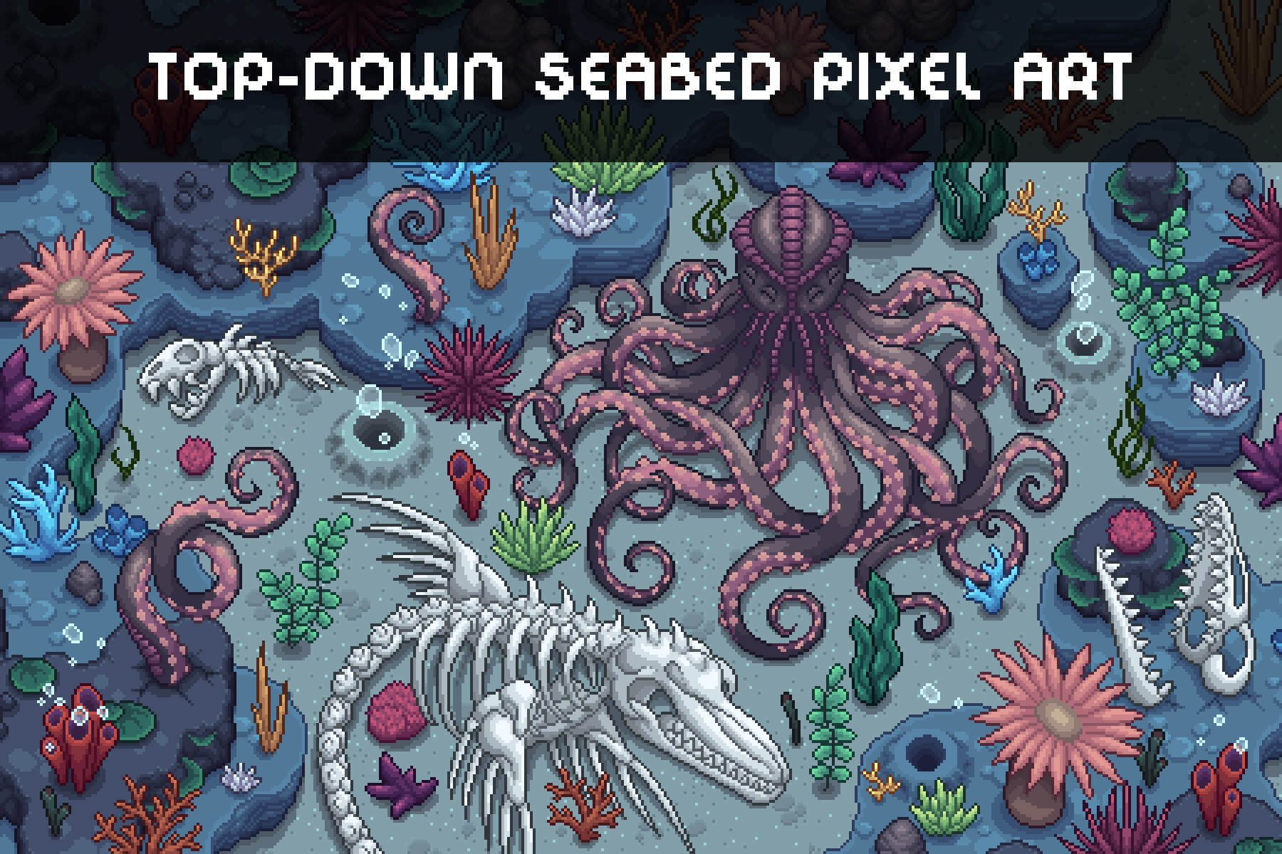 Seabed Pixel Art Top Down Tileset Download - CraftPix.net
