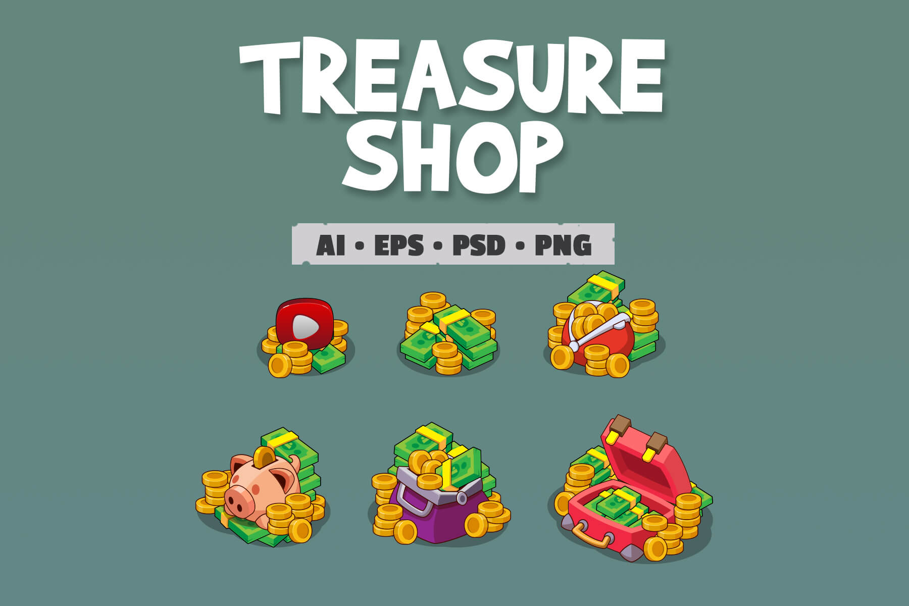 Gold Coins and Money Game UI Pack - CraftPix.net