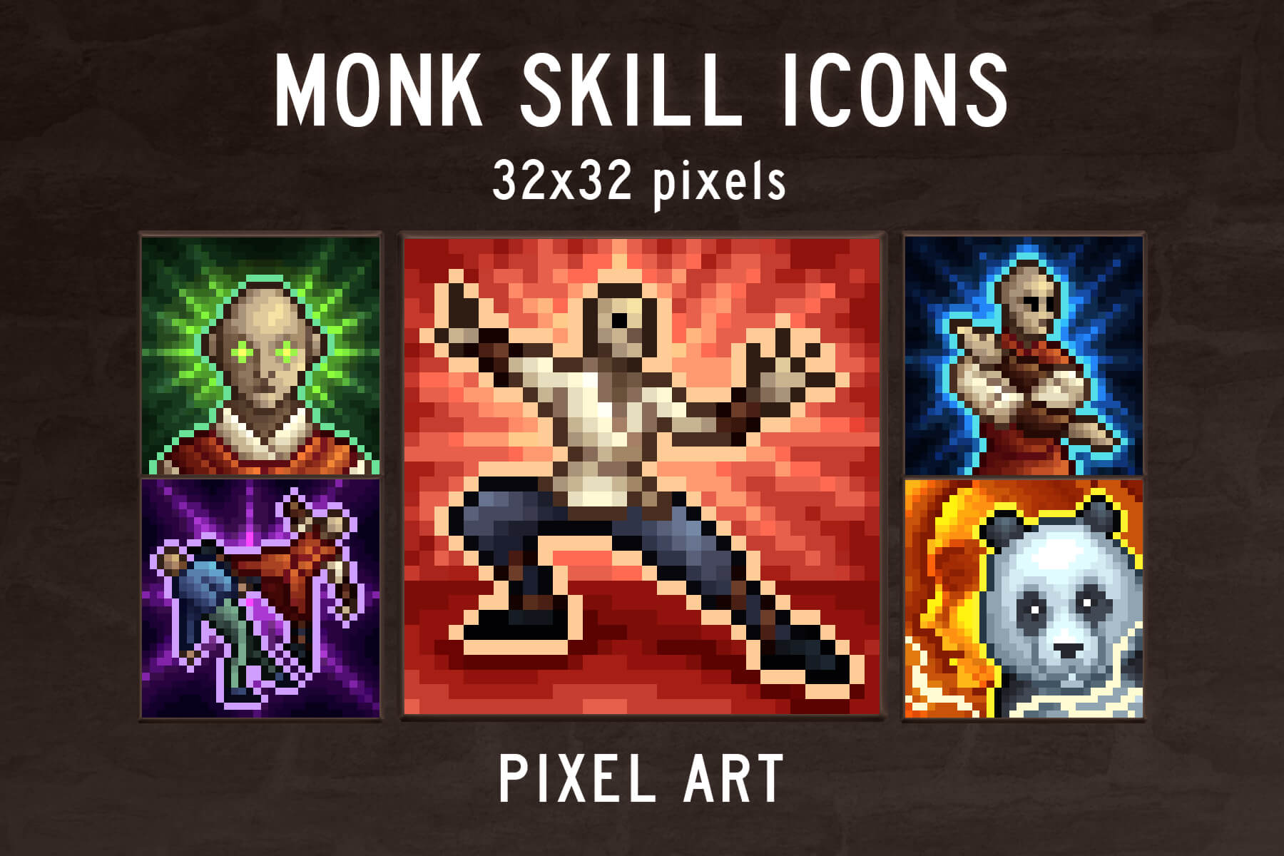 Monk Skills 32x32 Pixel Icon Pack Download - CraftPix.net