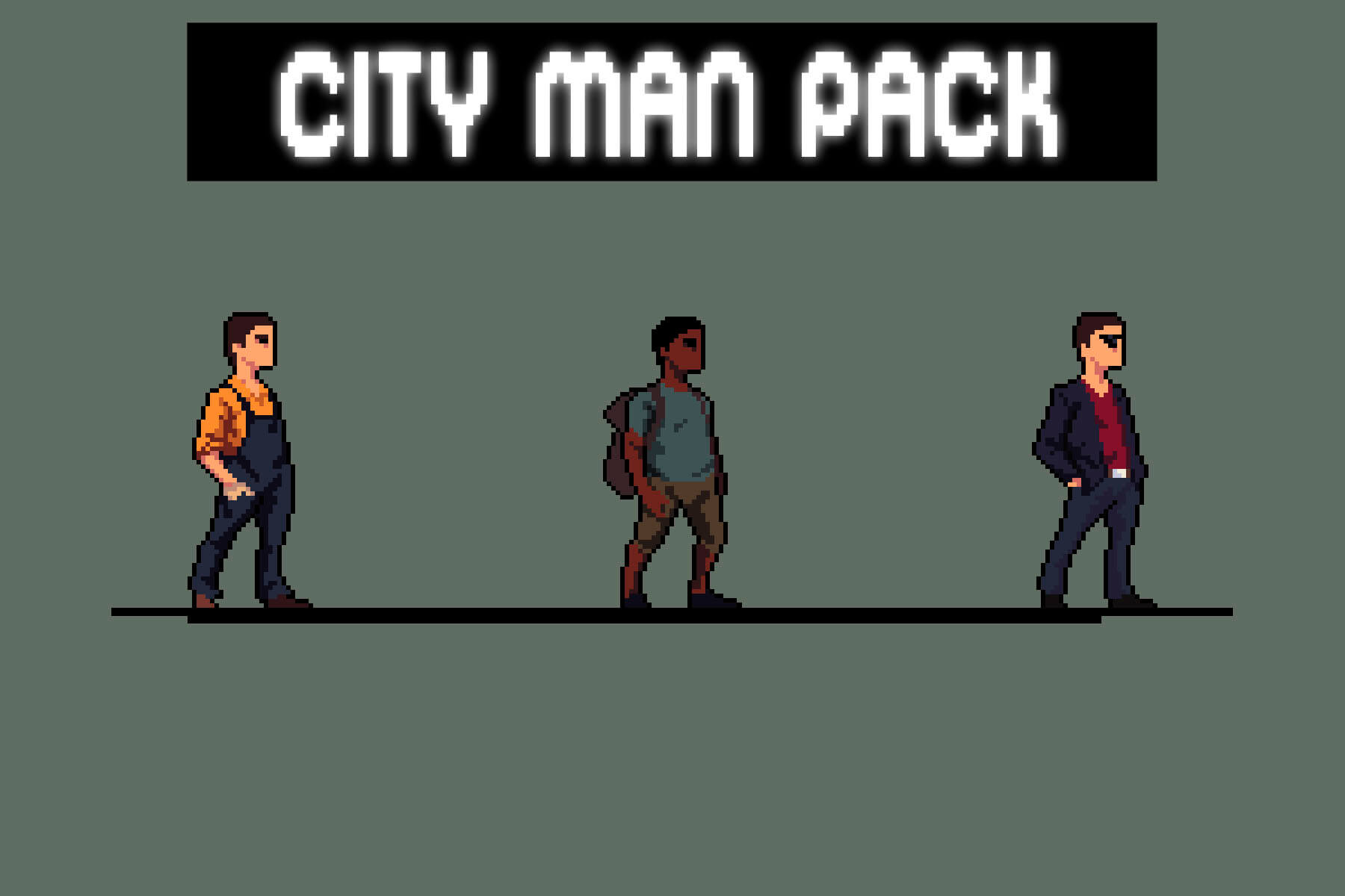City Man Pixel Art Character Sprite Sheets - CraftPix.net