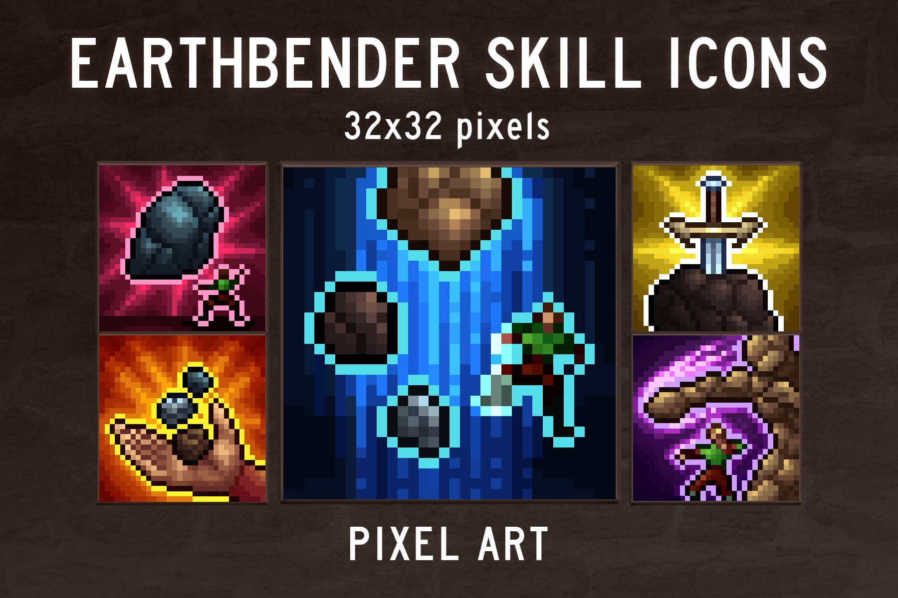 Earthbender Skills 32x32 Pixel Icon Pack - CraftPix.net