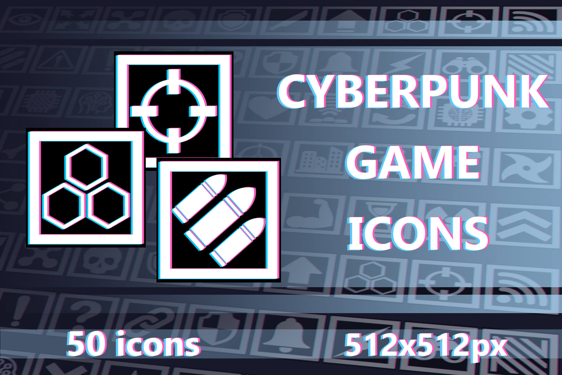 Free Cyberpunk Game Icons For Ui Pack Craftpix Net