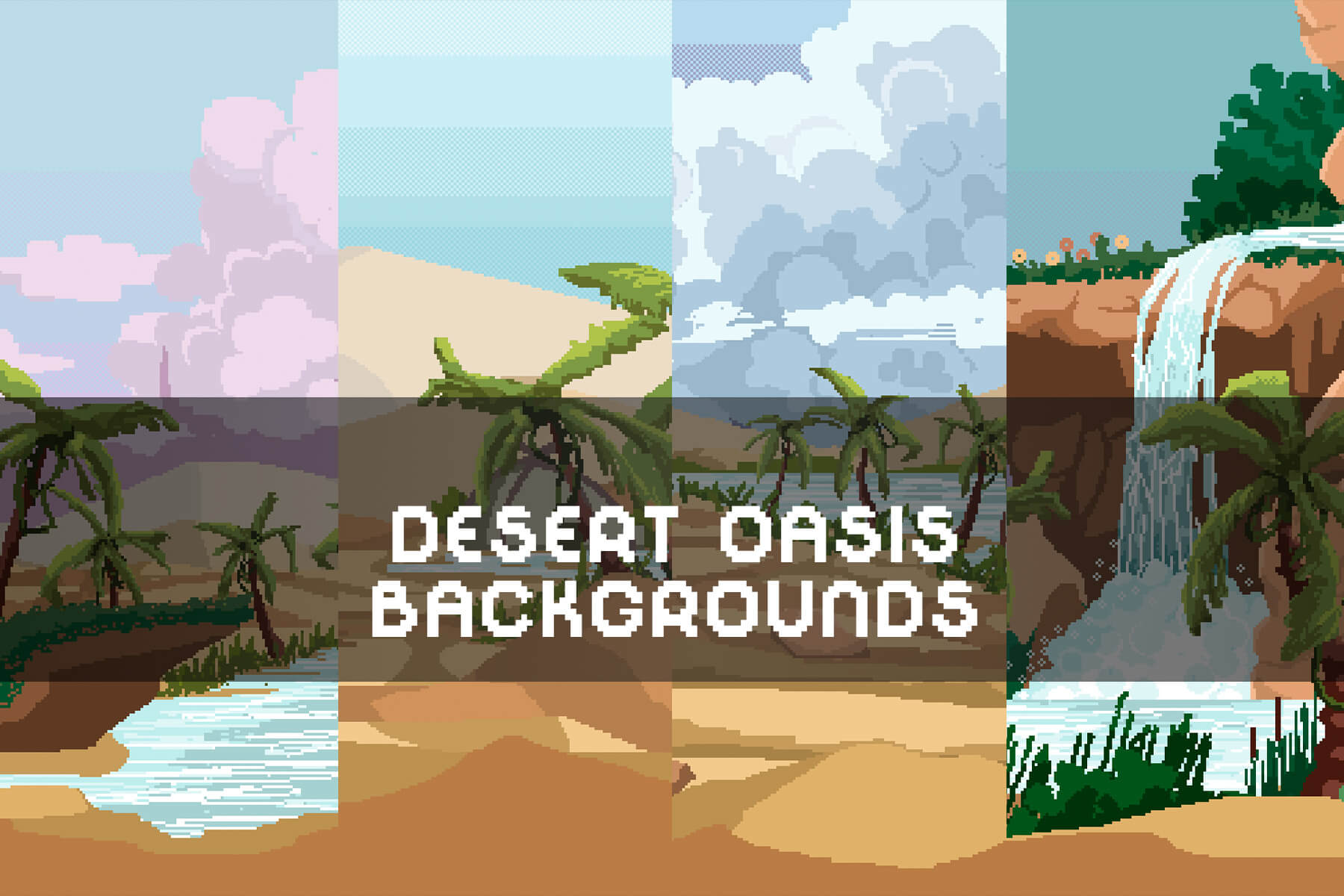 Free Desert Oasis Pixel Art Background Pack - CraftPix.net