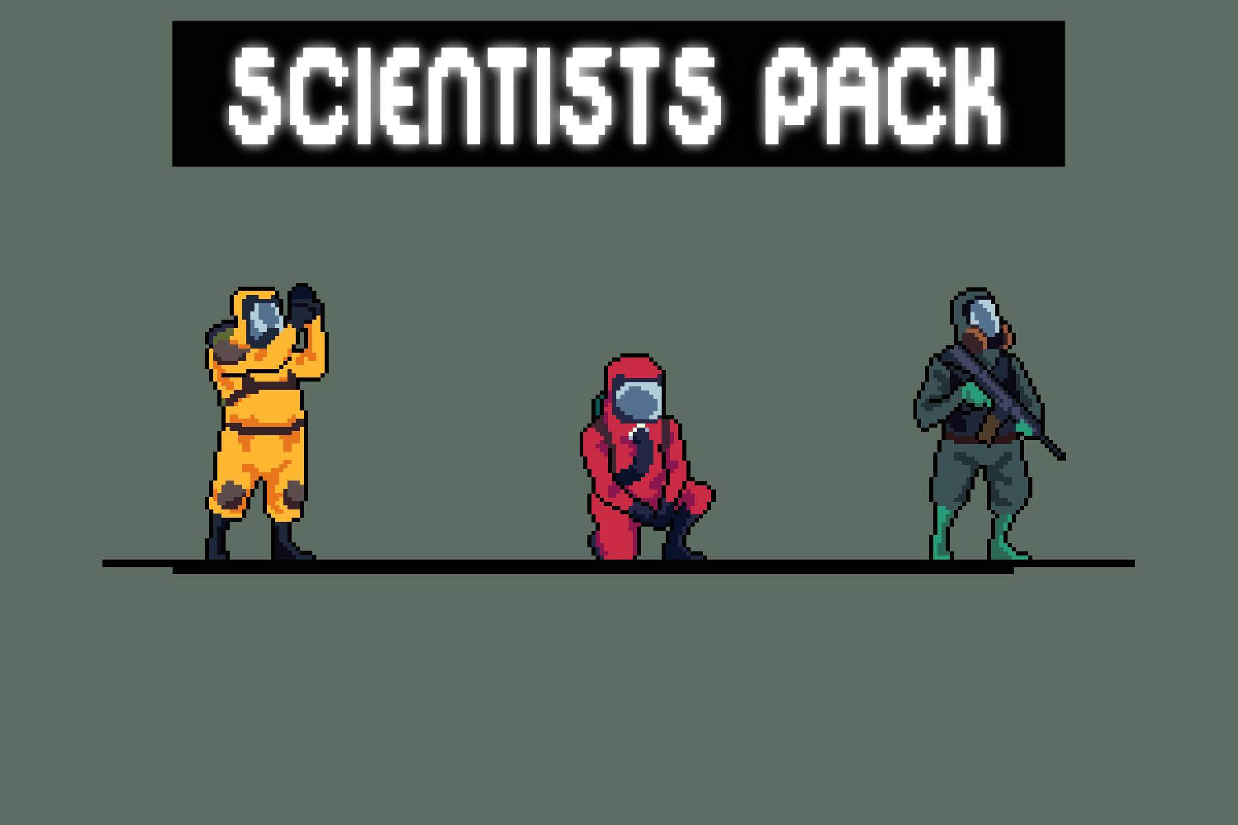 The Scientists Pixel Art Character Sprite Sheet Pack - CraftPix.net