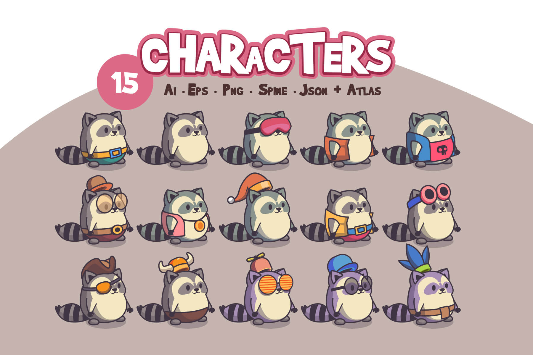 Cute Raccoon Game Character Sprites - CraftPix.net