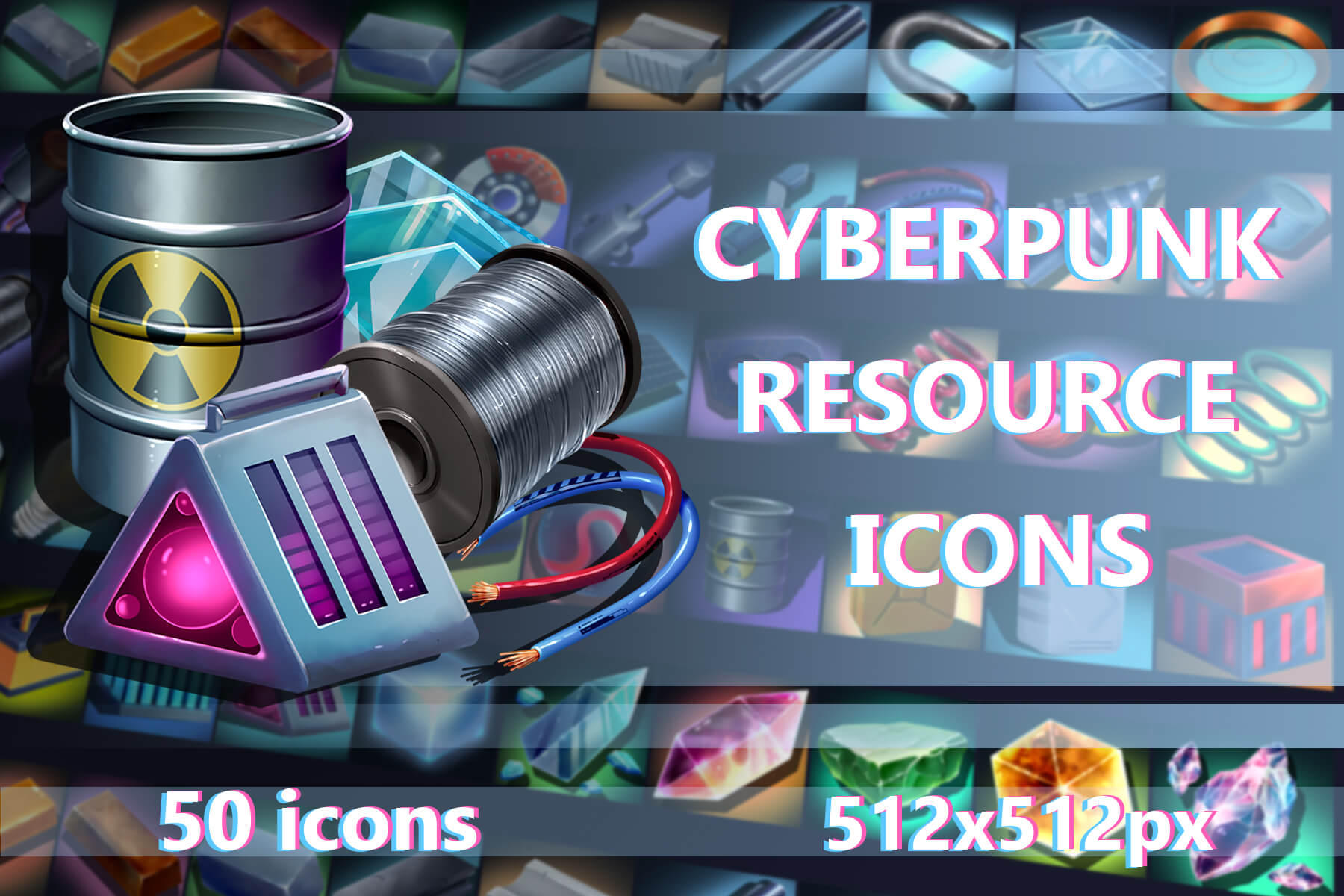 Cyberpunk Resource Game 512x512 Icons - CraftPix.net