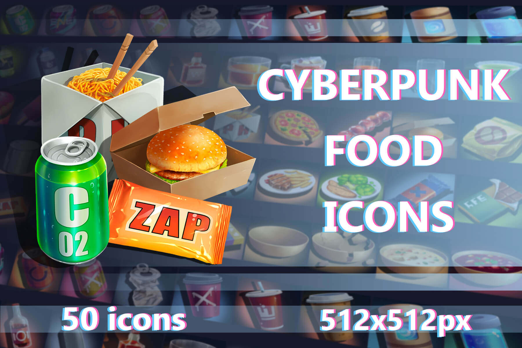 Food Icons for Cyberpunk Game Download - CraftPix.net