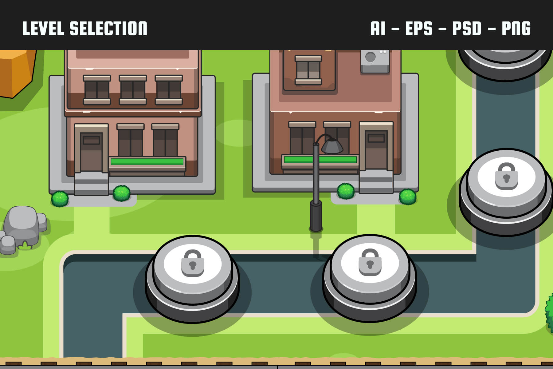 Game Road Map with Level Indicators Asset Pack - CraftPix.net