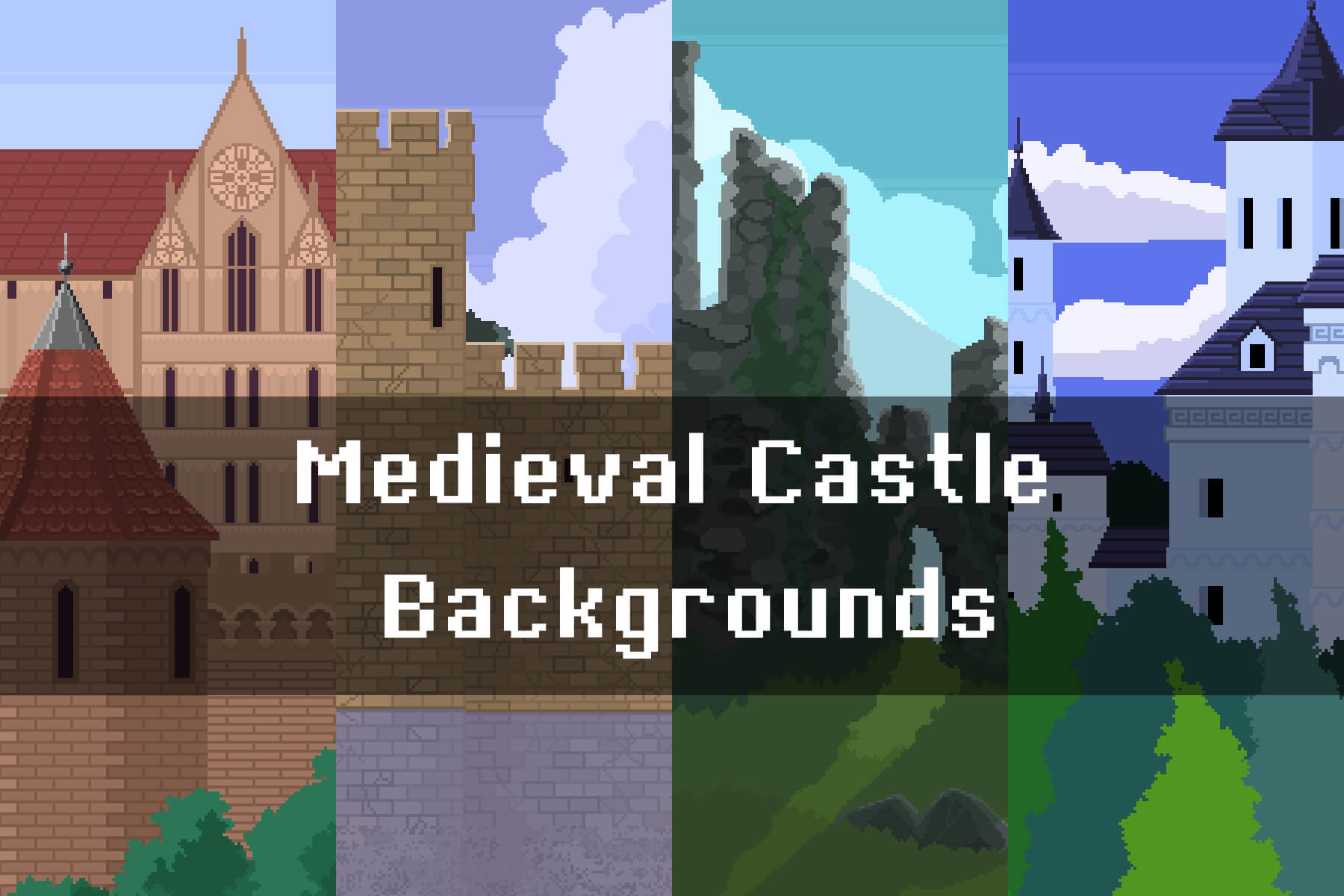 Medieval Castle Pixel Art Backgrounds - CraftPix.net