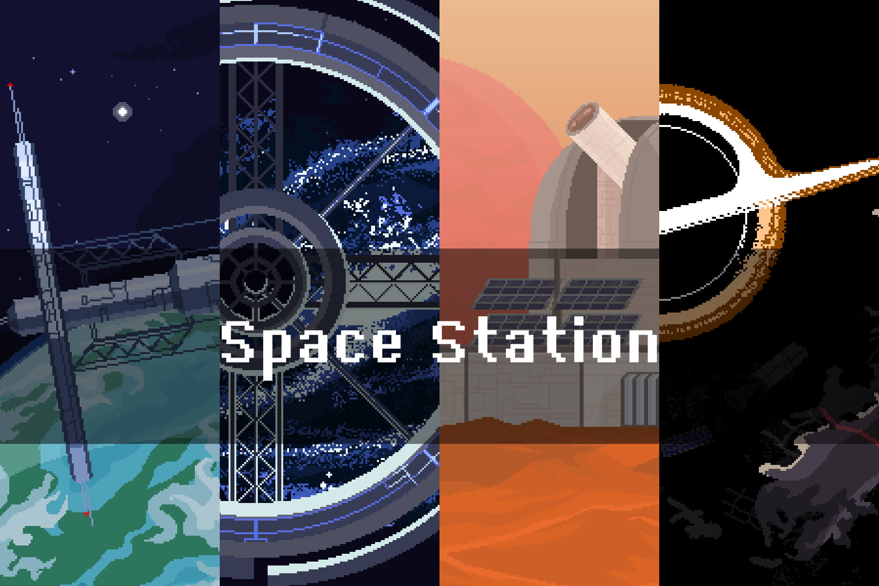 Space Station Pixel Art Backgrounds - CraftPix.net