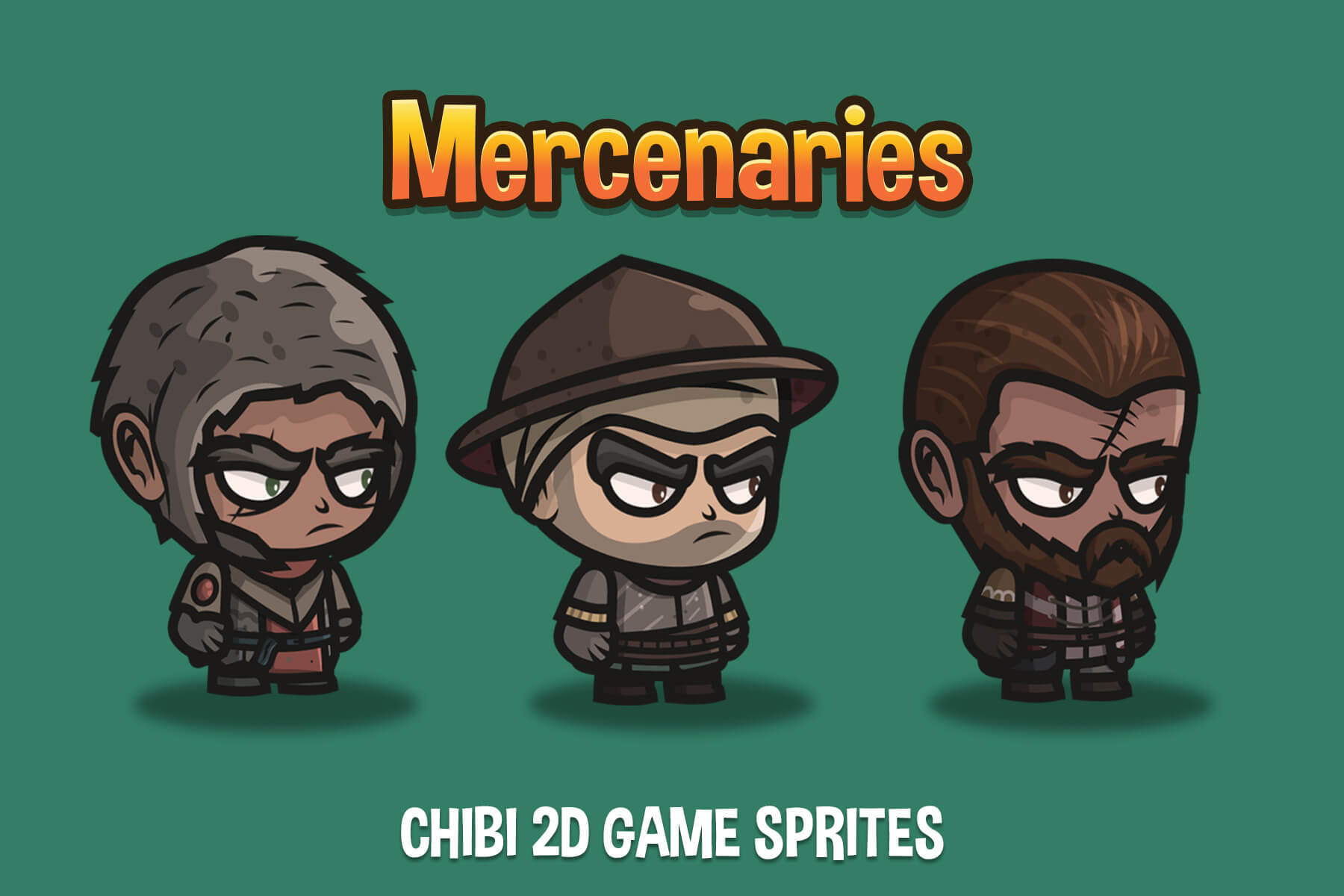 Chibi Mercenaries Character Sprite Pack - CraftPix.net