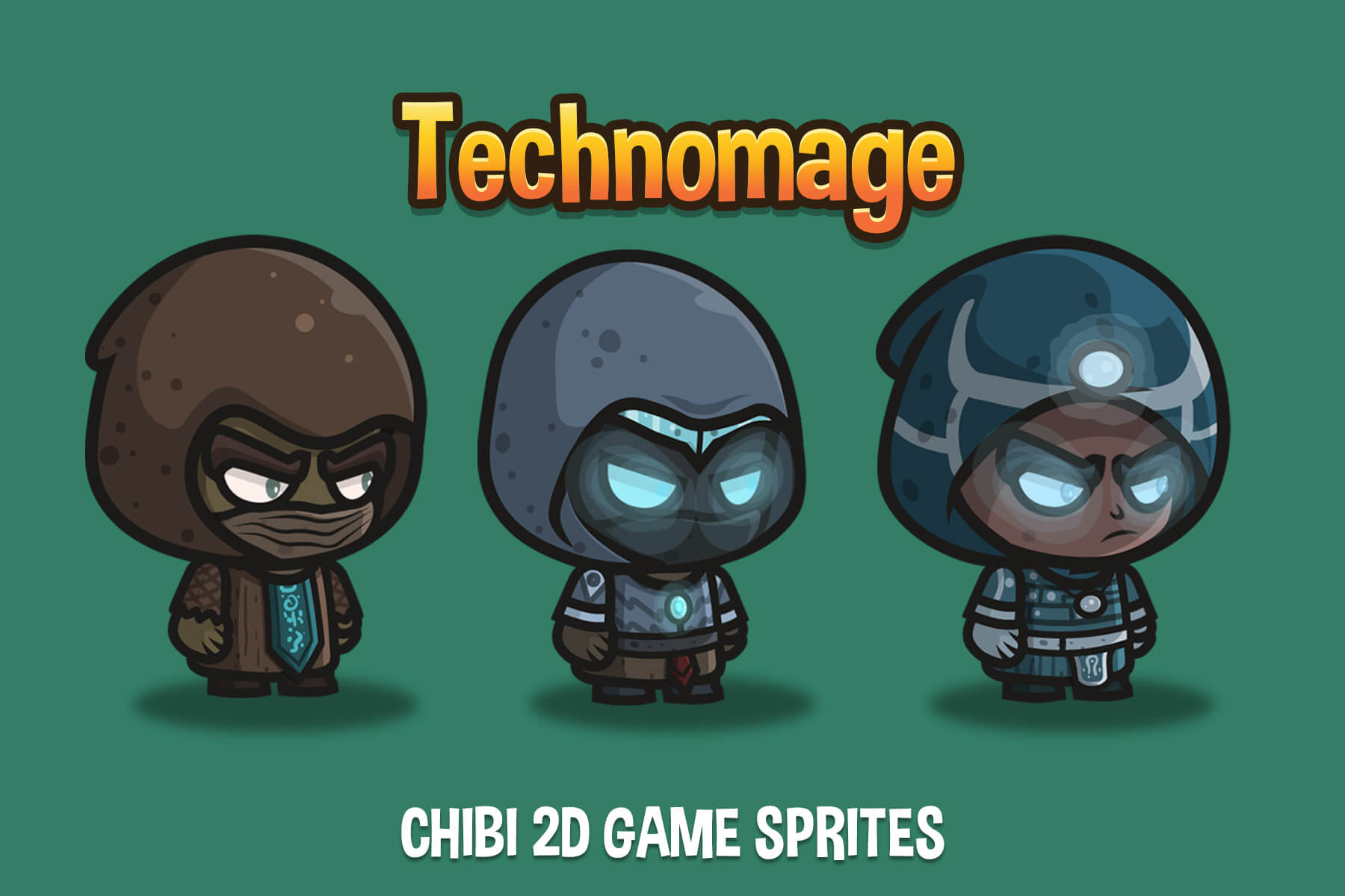 Chibi Technomage Character Game Sprites - CraftPix.net