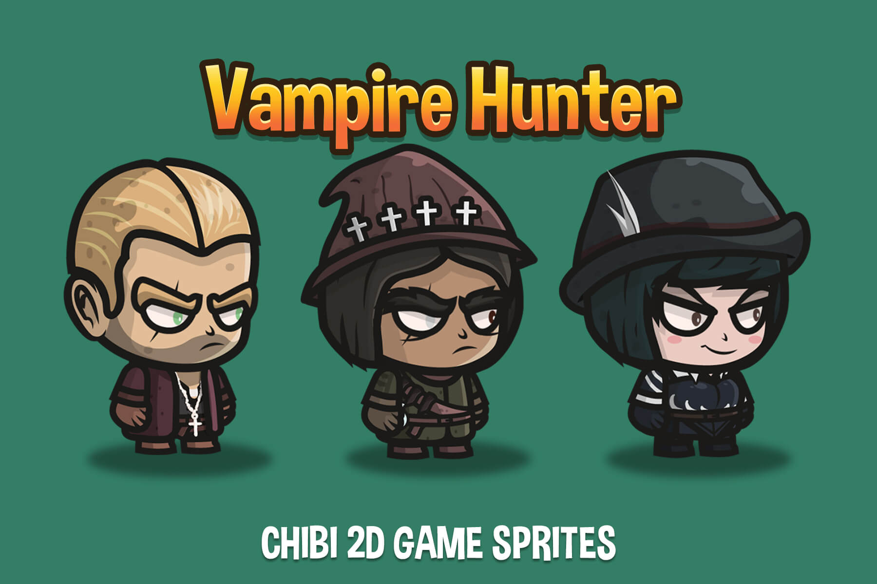 Chibi Vampire Hunter Character Sprites - CraftPix.net