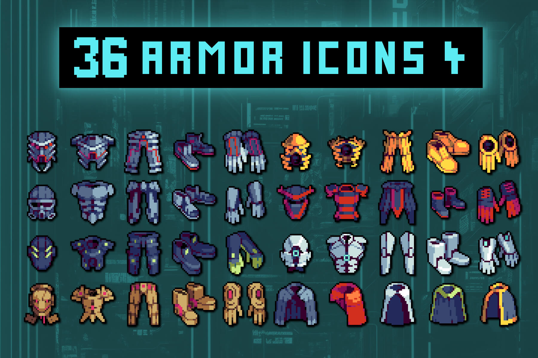 Pixel Armor 32x32 Icons for Cyberpunk Game - CraftPix.net Pixel Armor 32x32 Icons for Cyberpunk Game - CraftPix.net