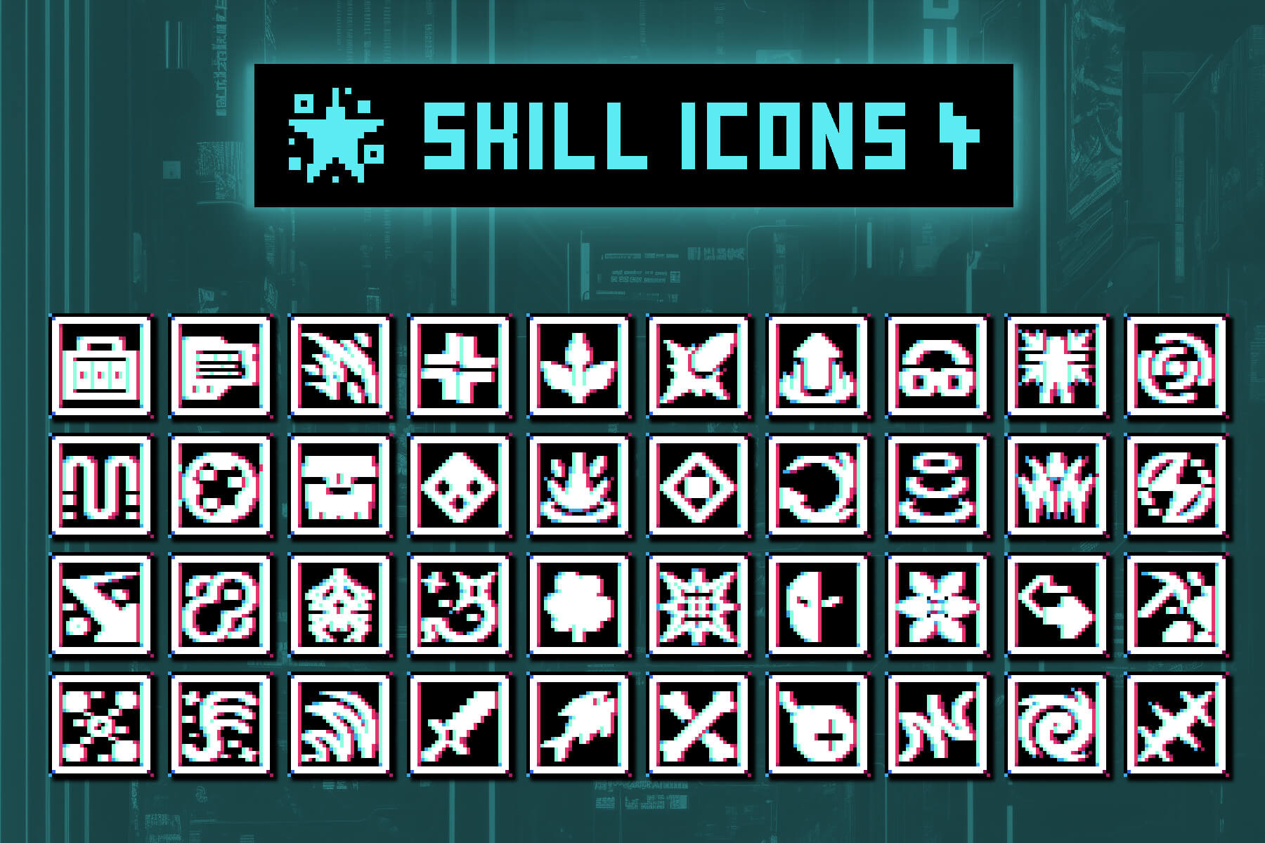 Skill Icons for Pixel Art Cyberpunk Platformer - CraftPix.net