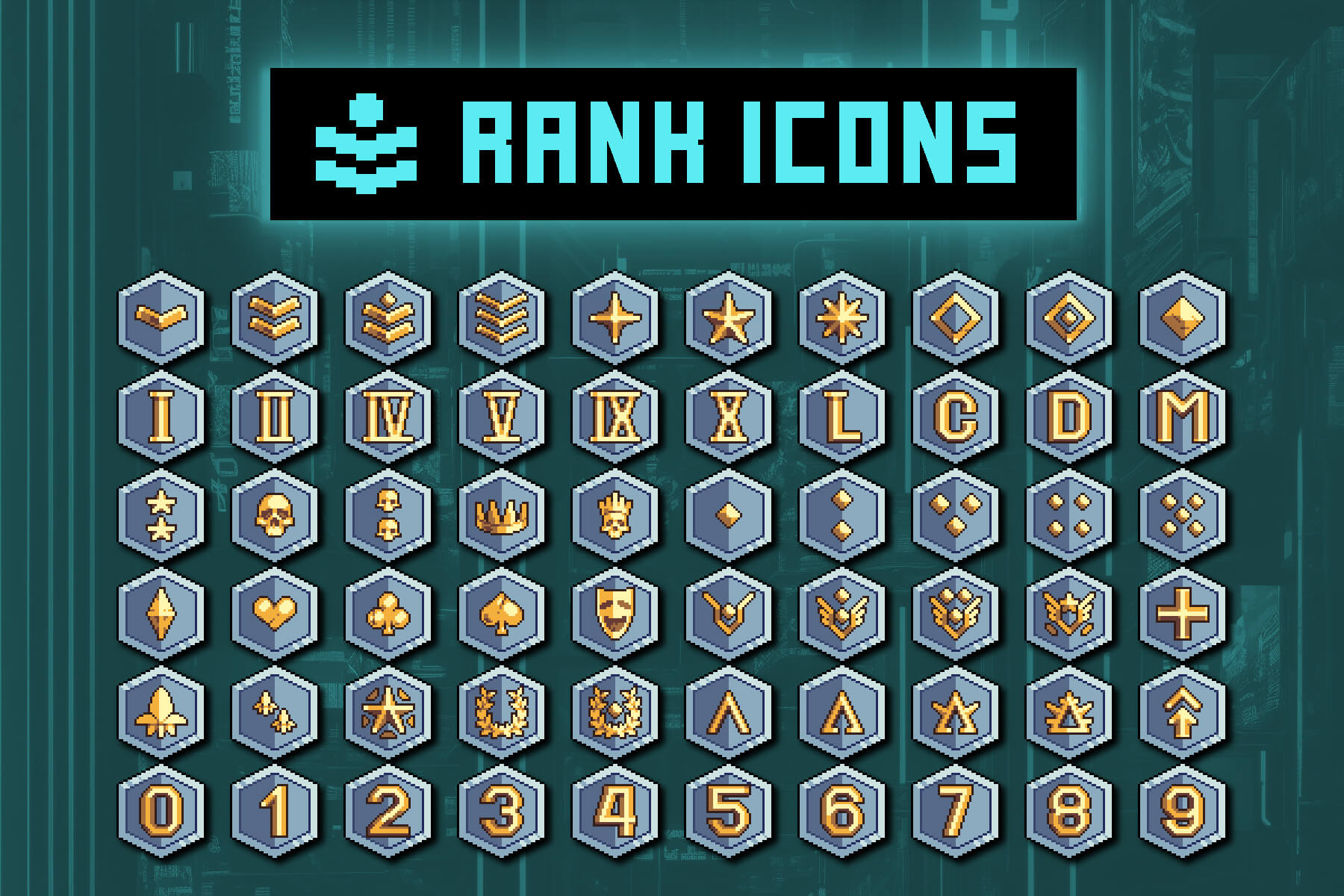 The Cyberpunk 32x32 Pixel Rank Icons - CraftPix.net The Cyberpunk 32x32 Pixel Rank Icons - CraftPix.net
