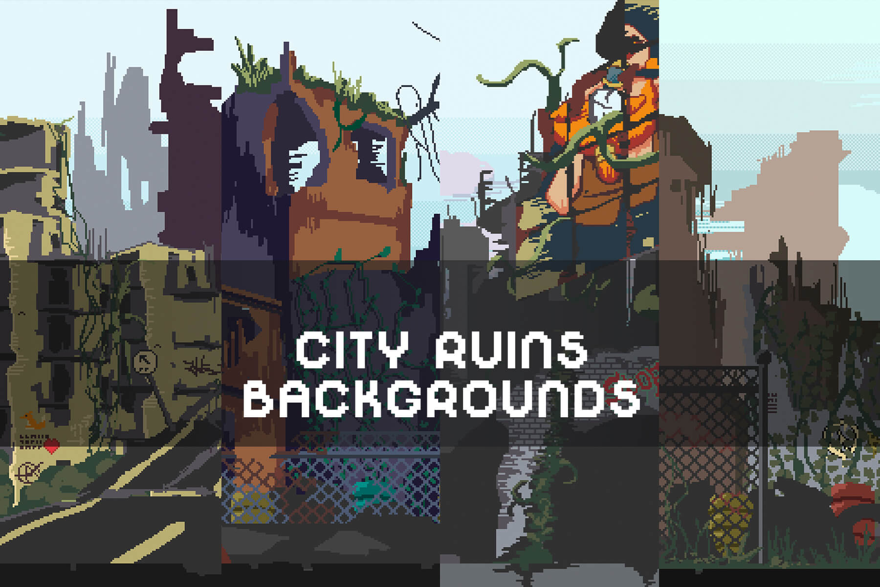 City Ruins Pixel Art Background Pack - CraftPix.net