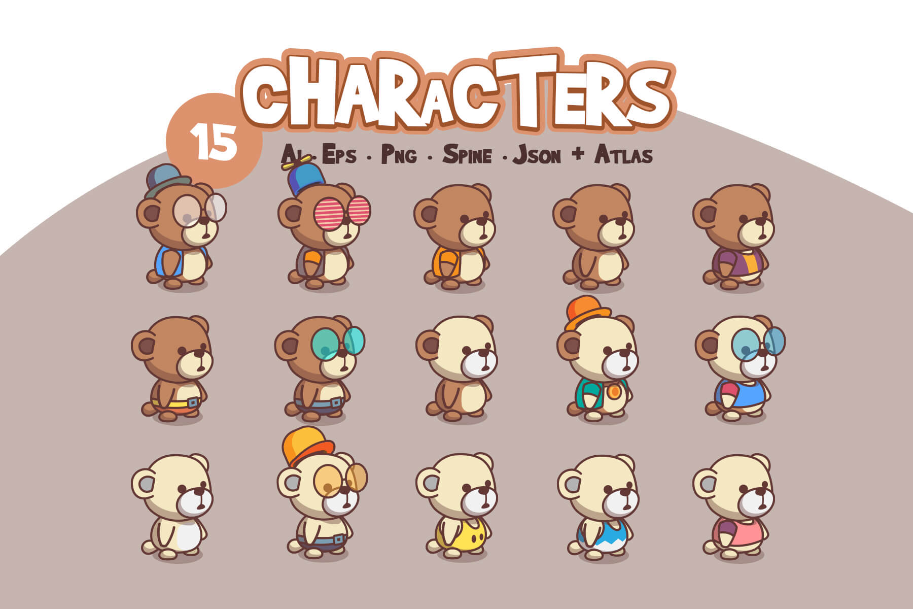 Cute Bear Character Sprites Pack - CraftPix.net