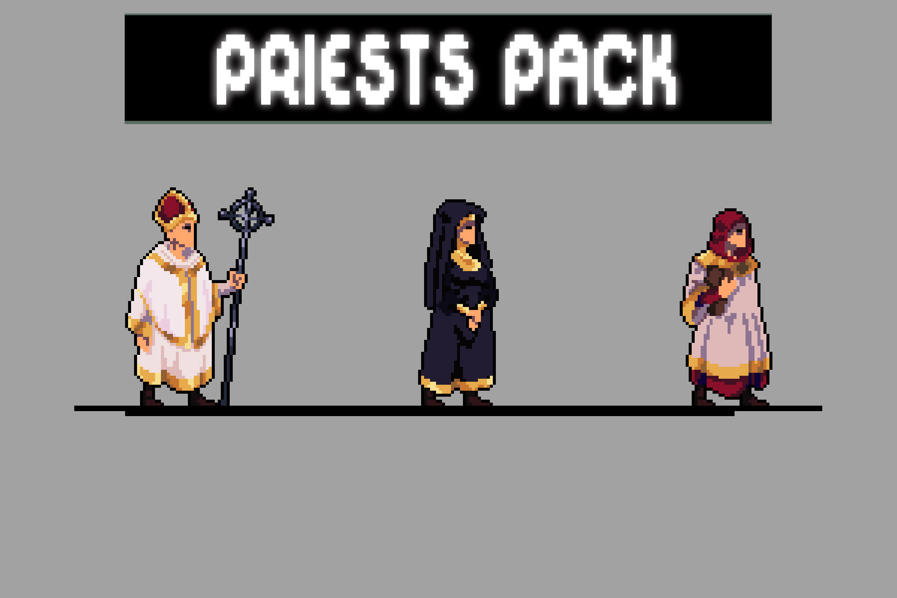 Priest Pixel Art Character Sprite Sheets Pack - CraftPix.net