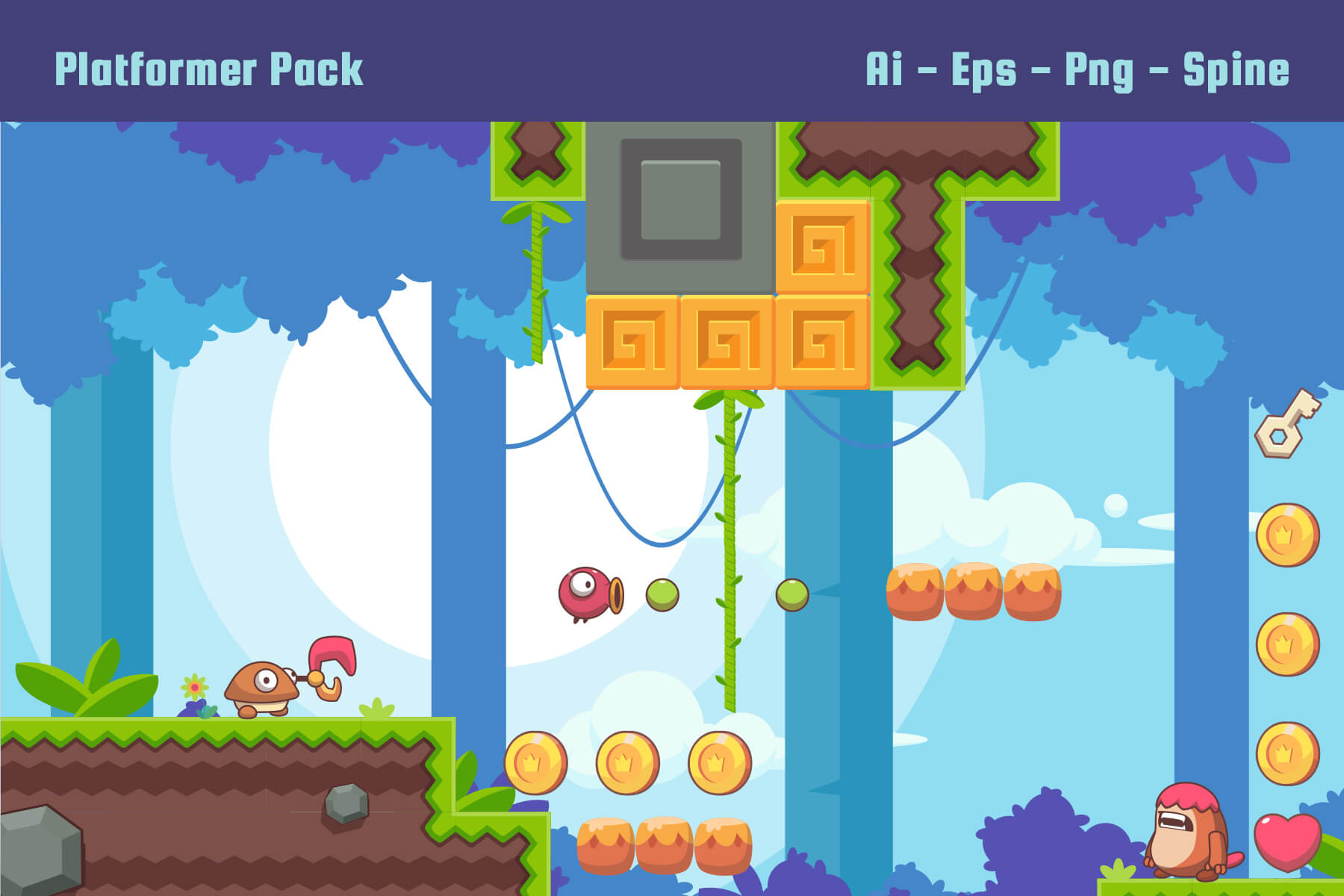 Simple Cartoon Platformer Tileset Pack - CraftPix.net