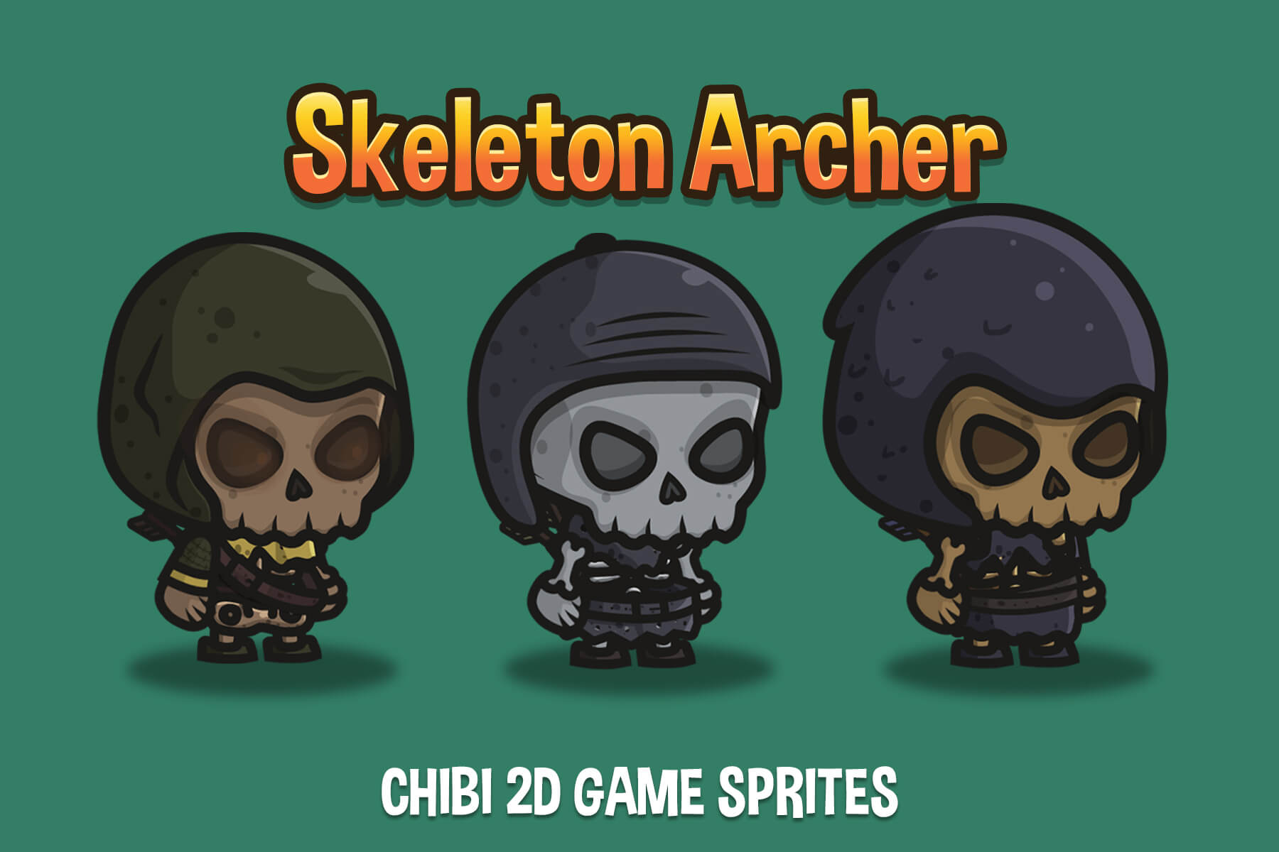 Chibi Skeleton Archer Character Sprites - CraftPix.net