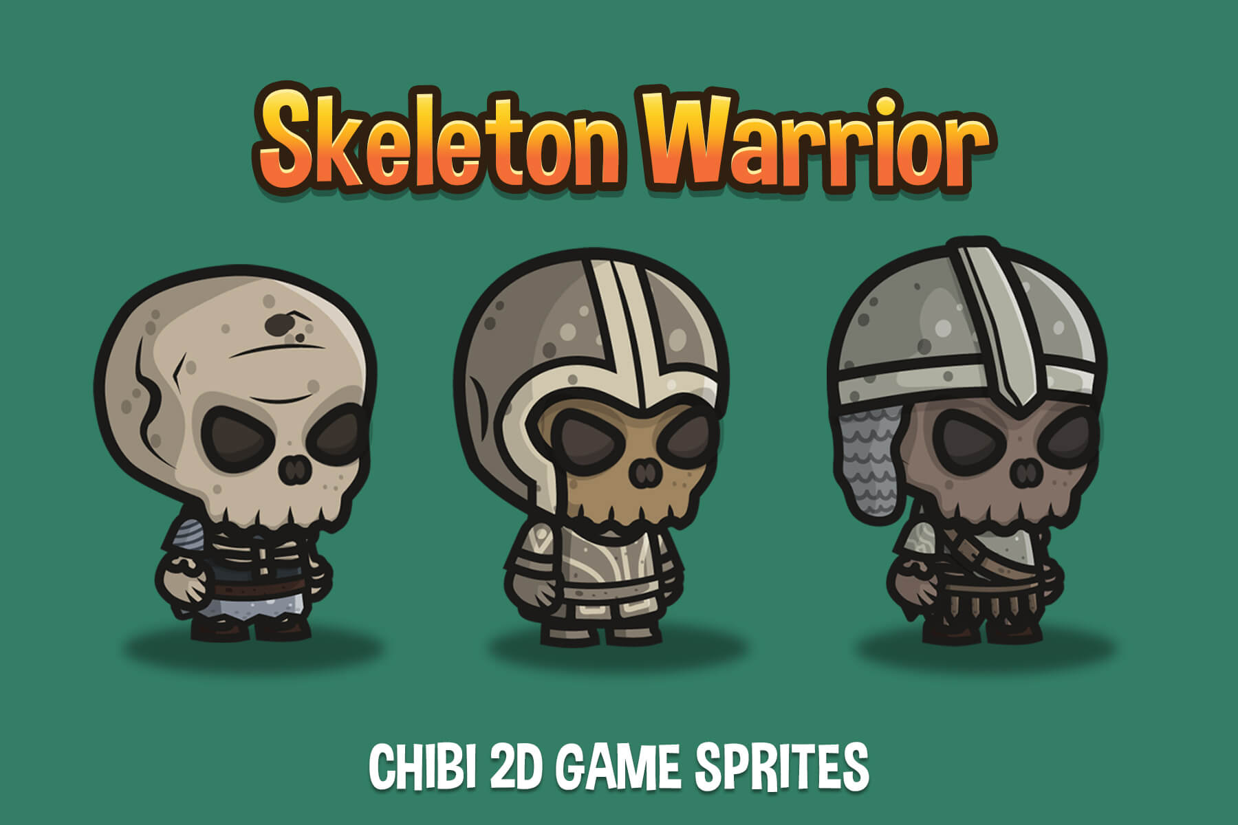 Chibi Skeleton Warrior Character Sprites - CraftPix.net